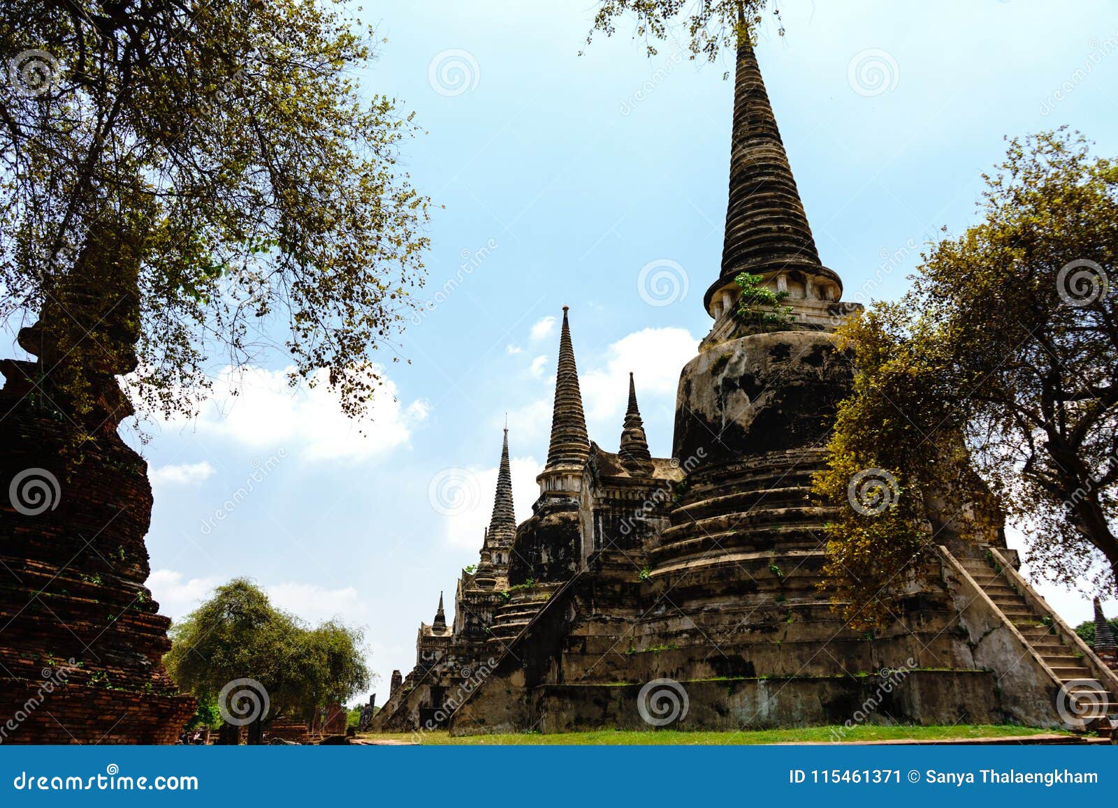 The Oldest and Most Beautiful Pagoda in Ayutthaya.among Trees Stock ...