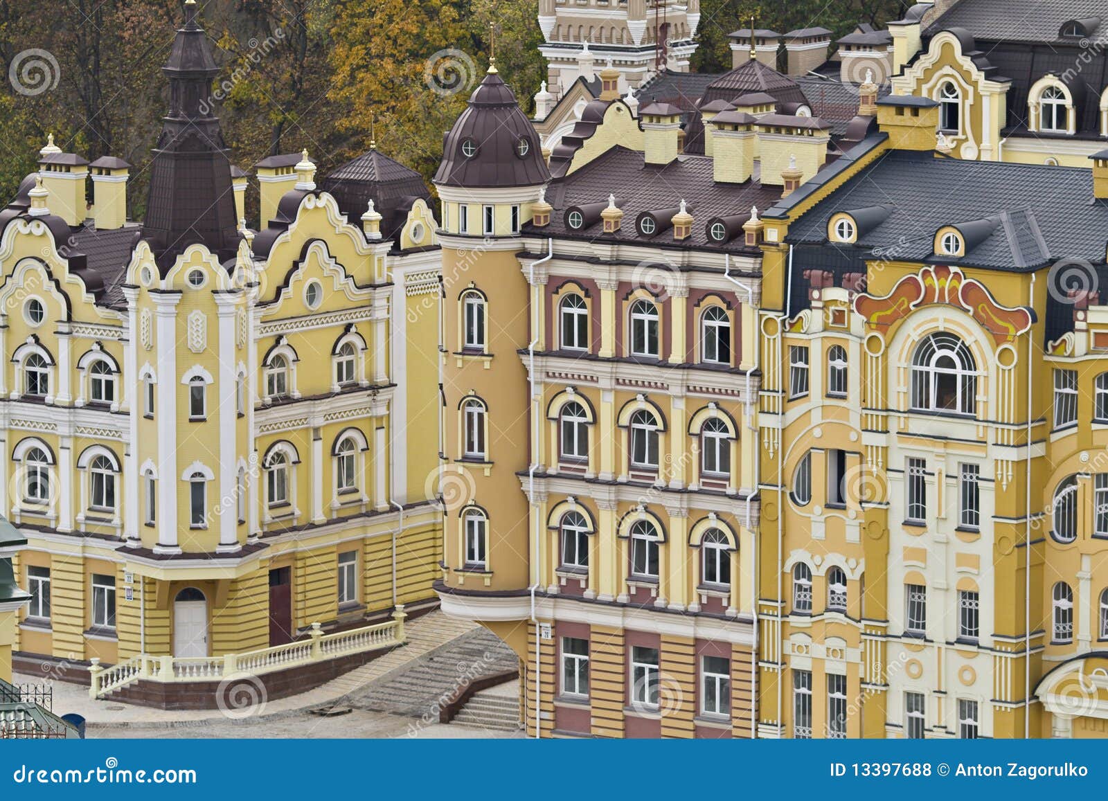 Oldfashioned buildings stock photo. Image of blue, city - 13397688