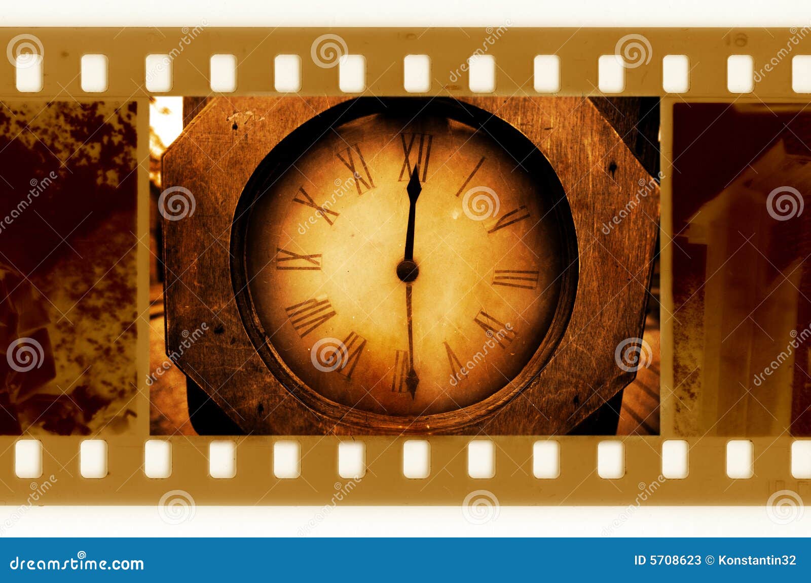 Oldies 35mm Frame Photo with Vintage Clock Stock Illustration ...