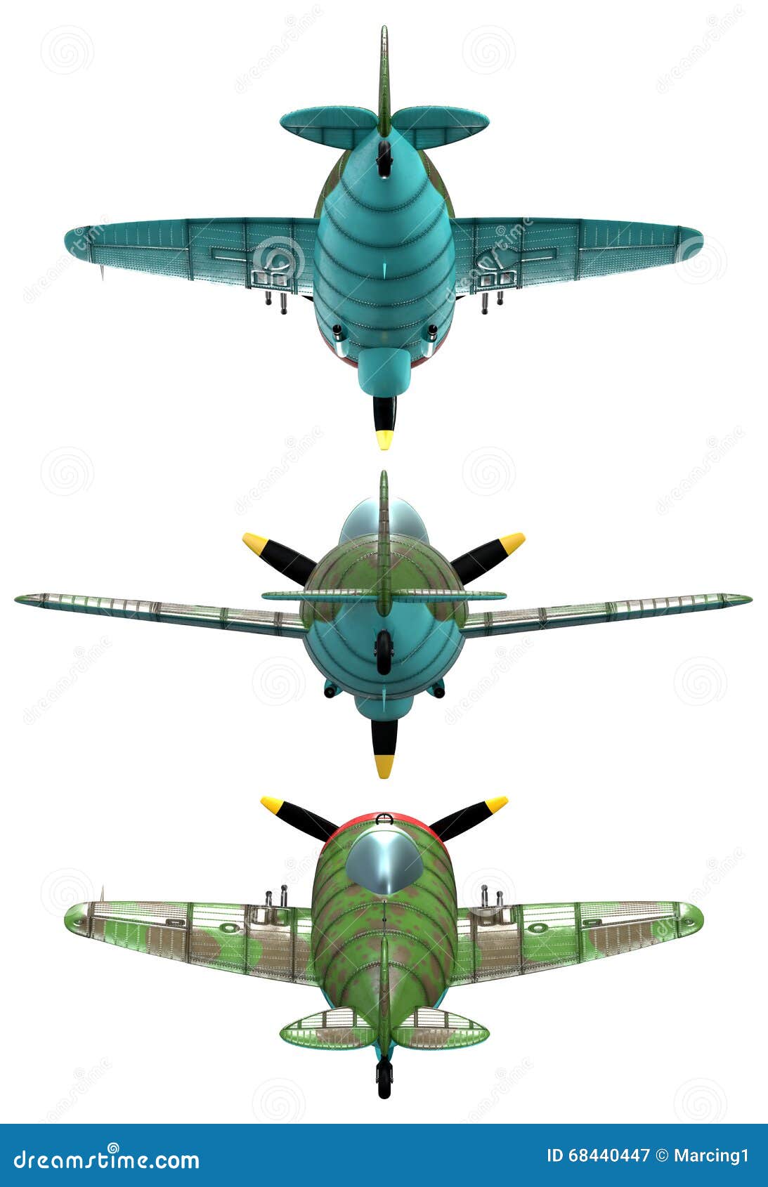 Oldschool Fighter Aircraft. Cartoon Style. Back View. Stock ...