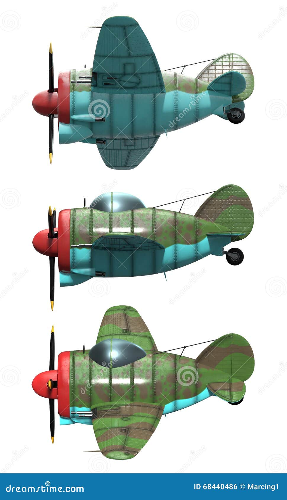 Oldschool Fighter Aircraft. Cartoon Style. Side View. Stock ...