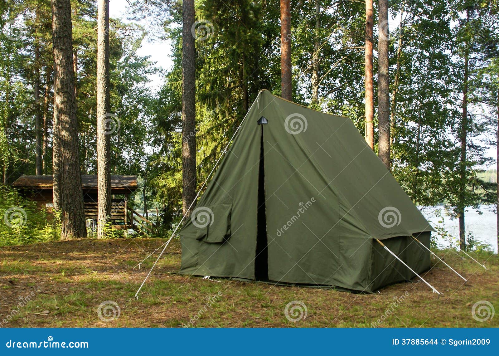 Oldschool Soviet Tent in Nothern Forest Stock Photo - Image of school ...