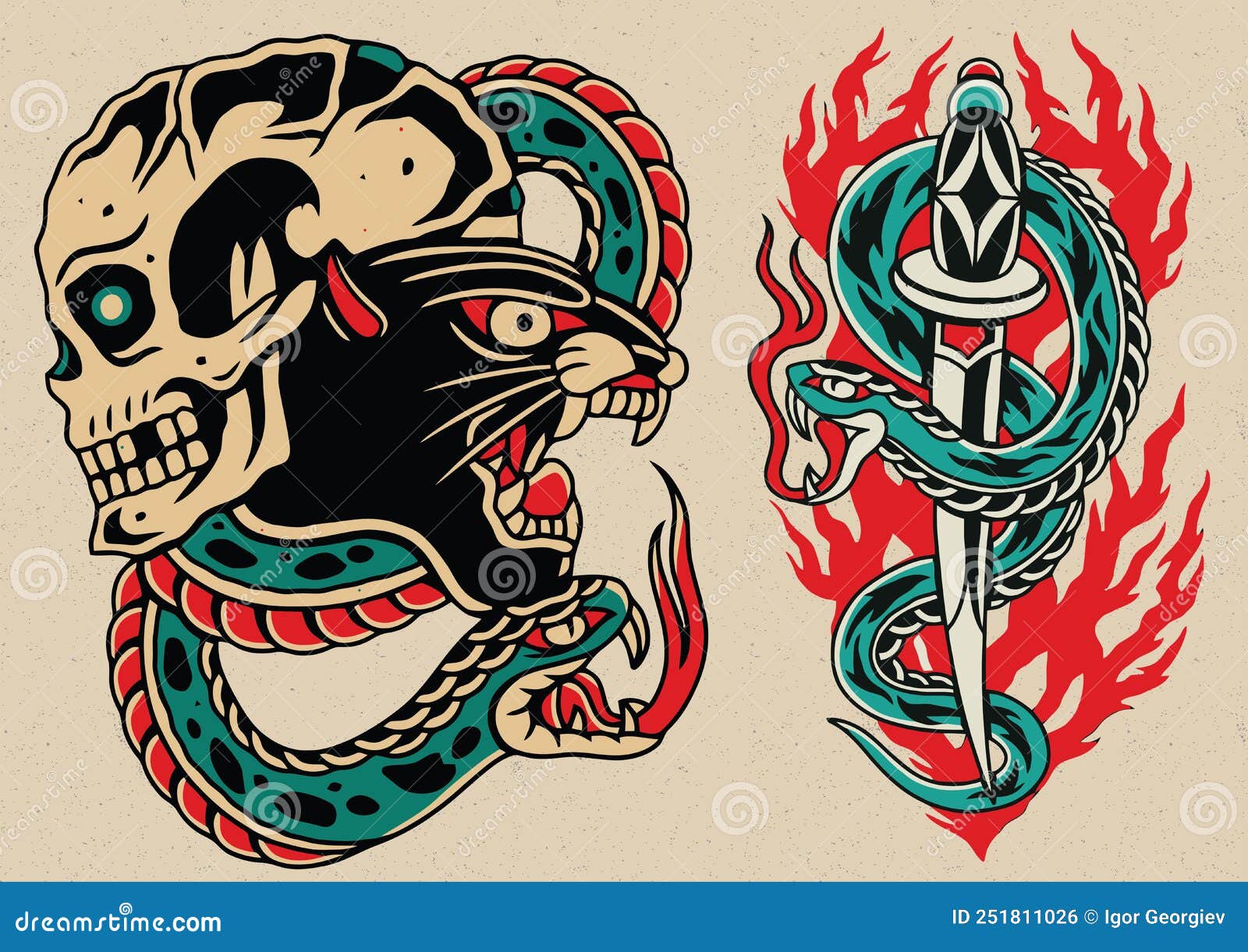 Old Skool Tatoo flash set stock vector. Illustration of eagle - 251811026