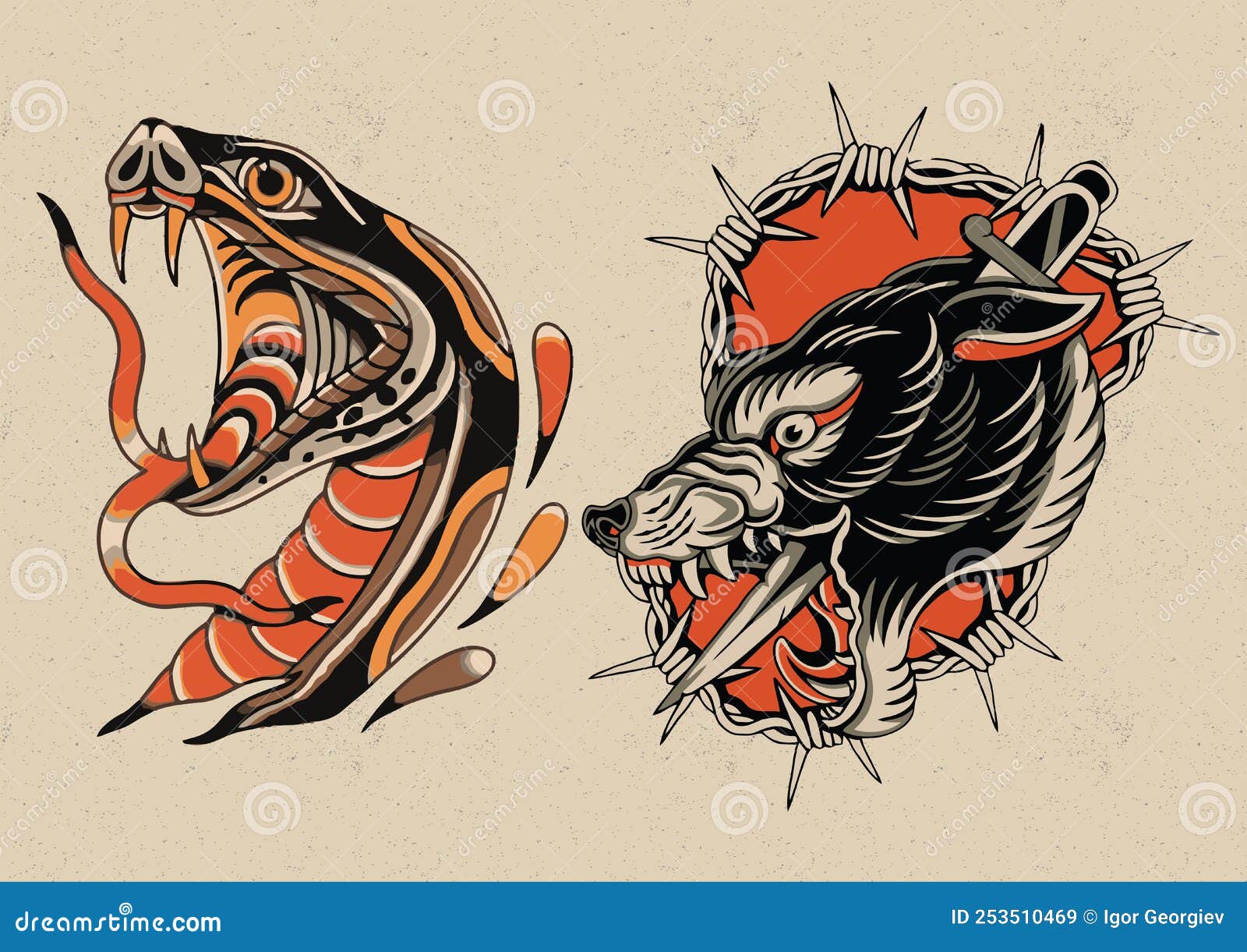 Old Skool Tatoo flash set stock vector. Illustration of hawk - 253510469