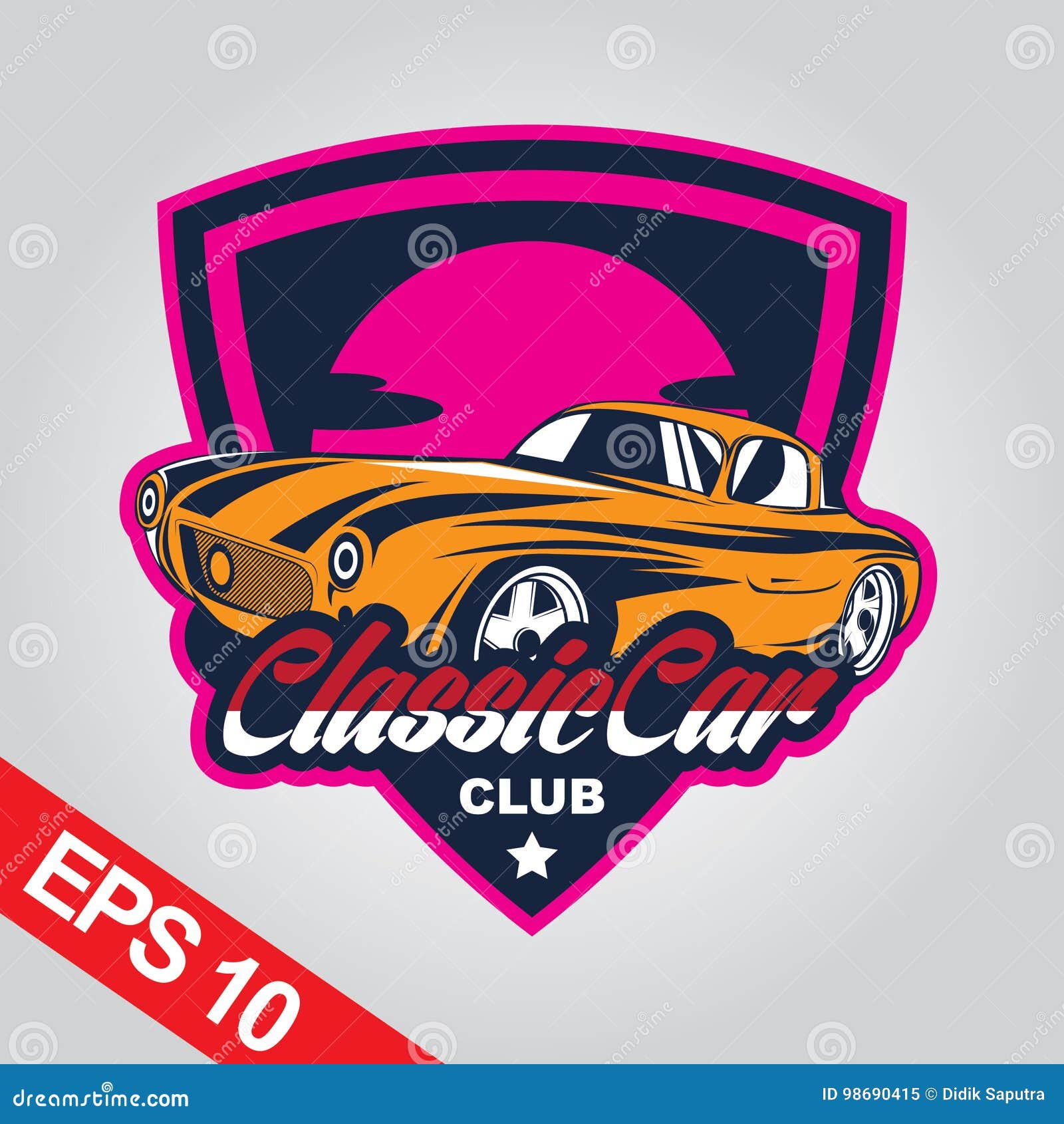 Oldtimer Logo Template vektor abbildung. Illustration von fahne - 98690415