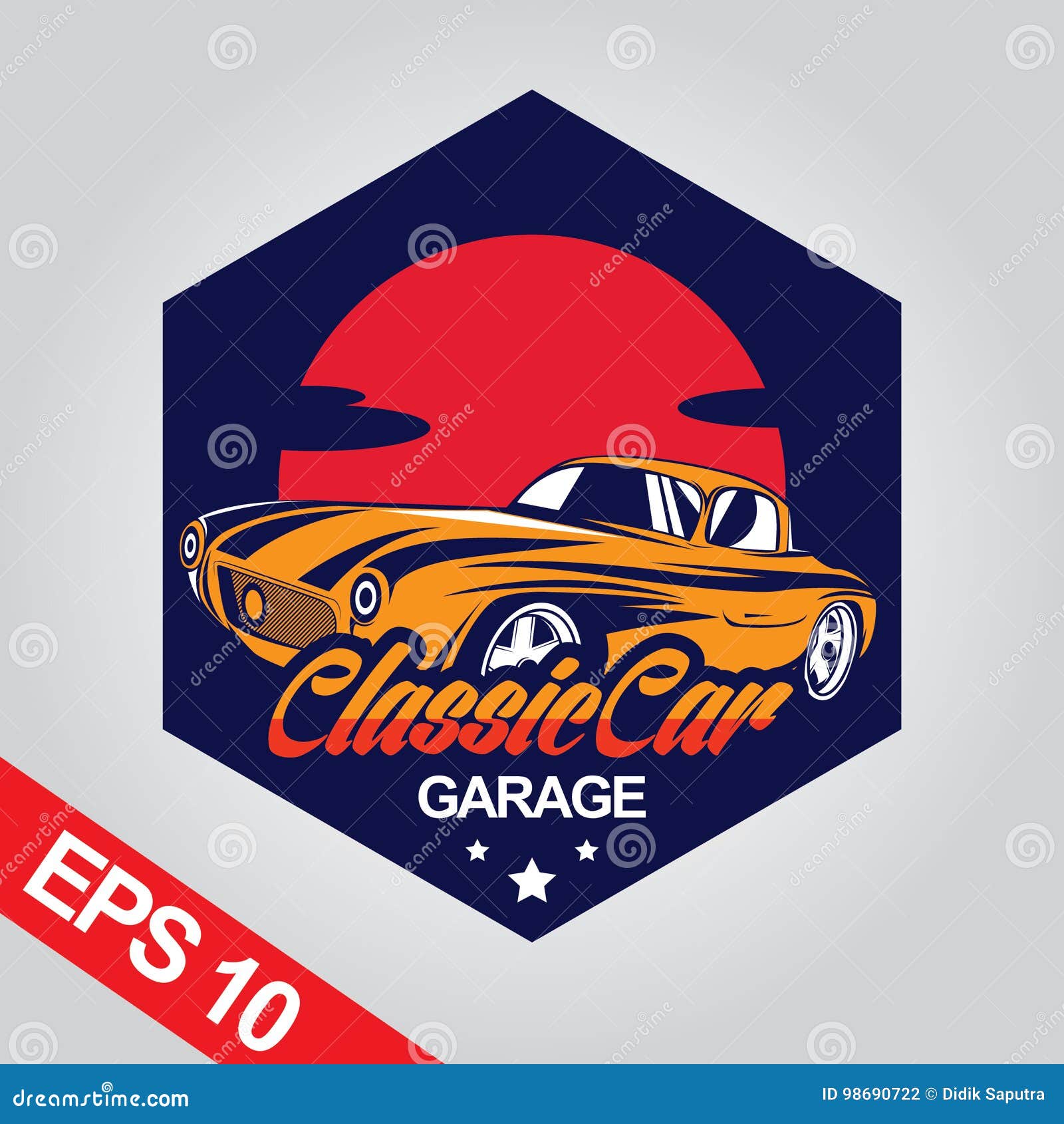 Oldtimer Logo Template vektor abbildung. Illustration von garage - 98690722