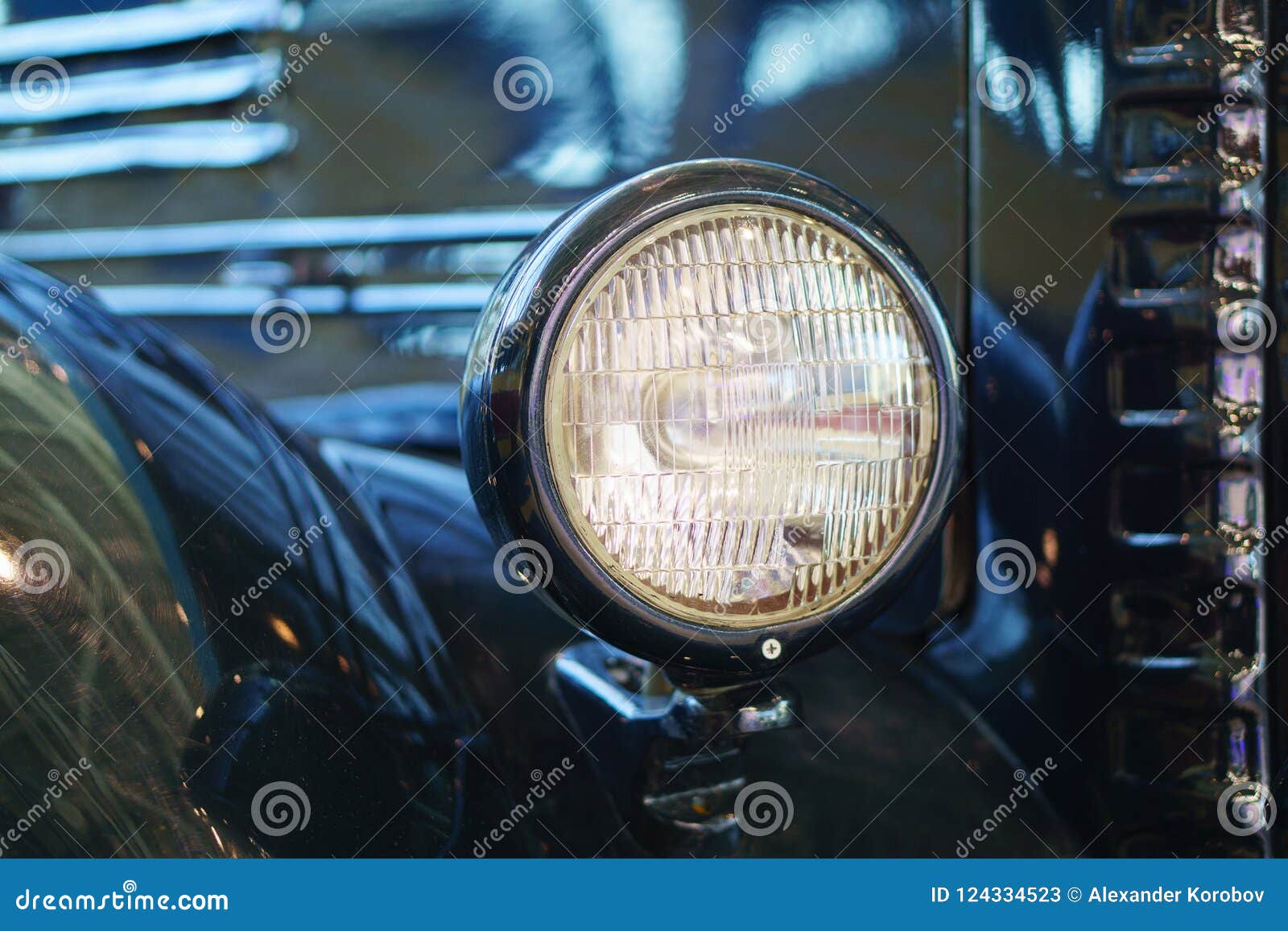 Oldtimer, Vintage Light Car Classic Style Stock Image - Image of chrome ...