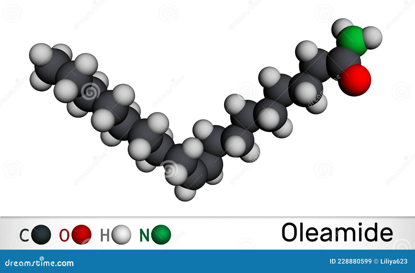 Oleamide Molecule. it is Fatty Amide Derived from Oleic Acid. Molecular ...