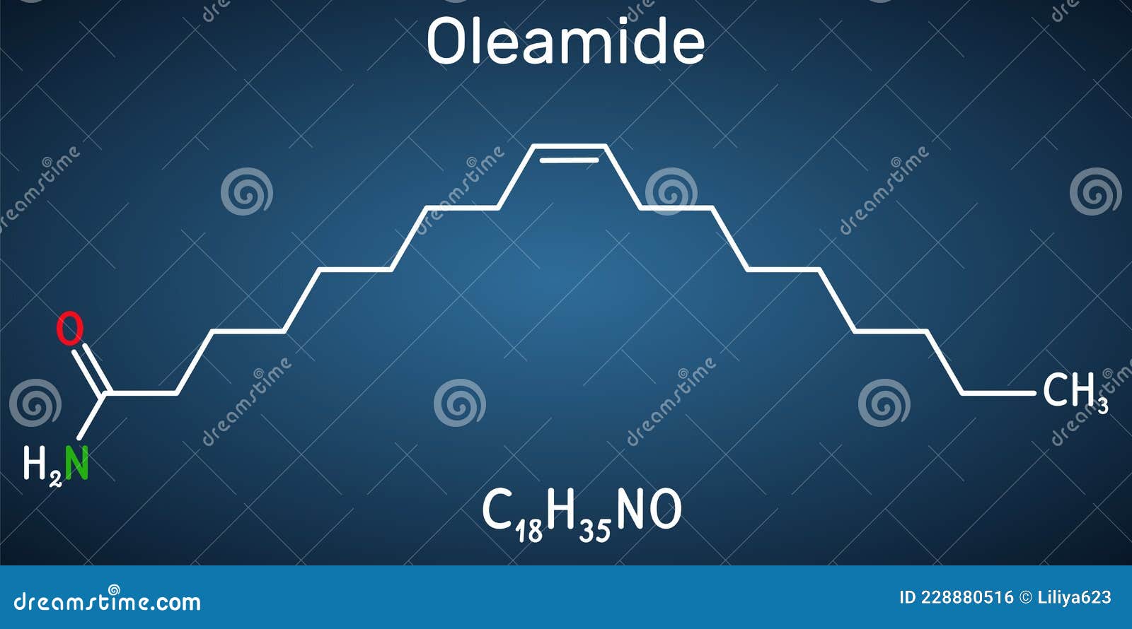 Oleamide Molecule. it is Fatty Amide Derived from Oleic Acid Stock ...