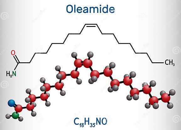Oleamide Molecule. it is Fatty Amide Derived from Oleic Acid Stock ...