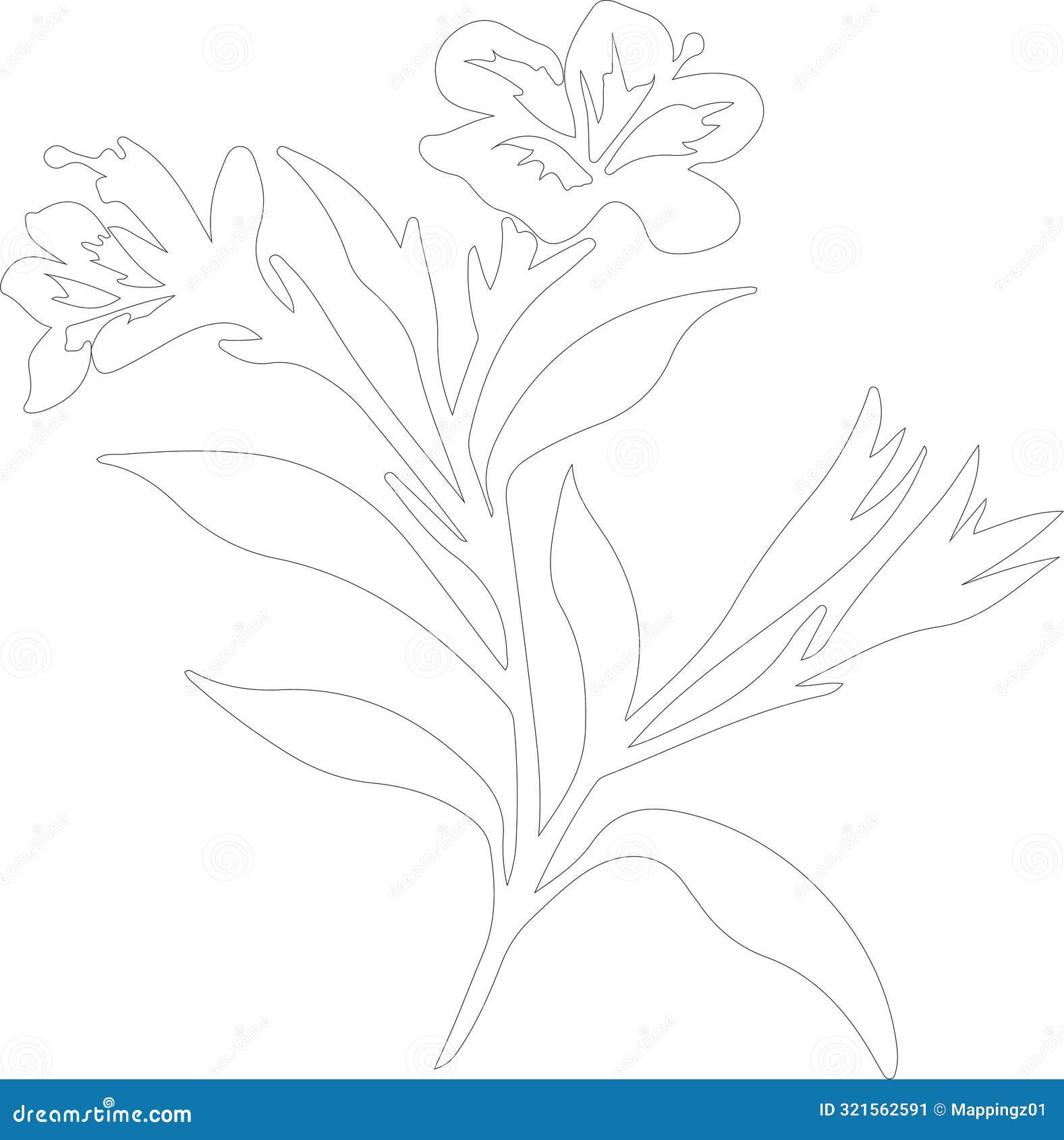 Oleander Outline Silhouette Generative Ai Cartoon Vector ...