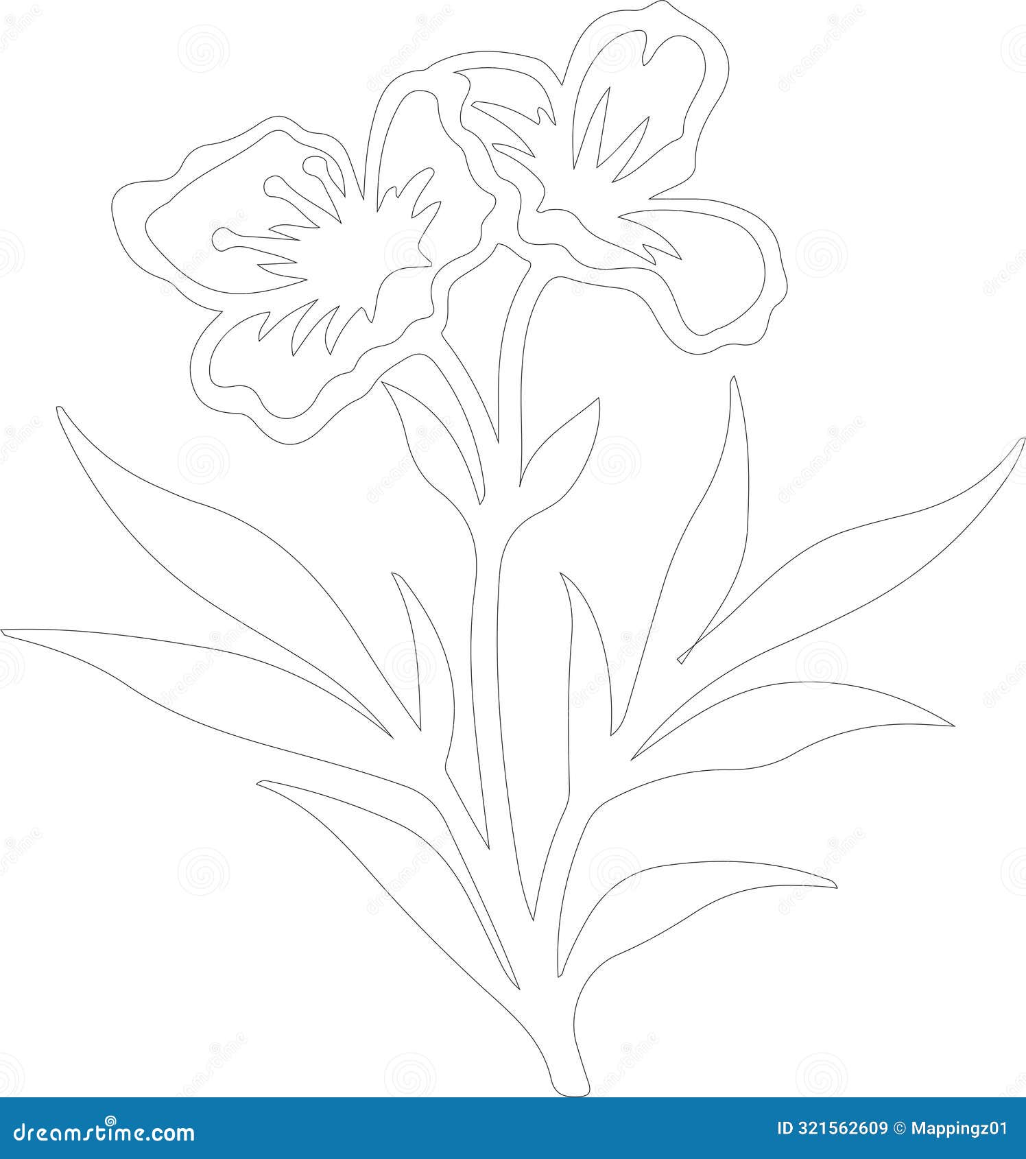 Oleander Outline Silhouette Generative Ai Cartoon Vector ...