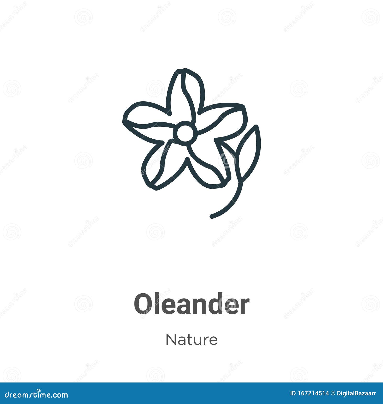 Oleander Outline Vector Icon. Thin Line Black Oleander Icon, Flat ...
