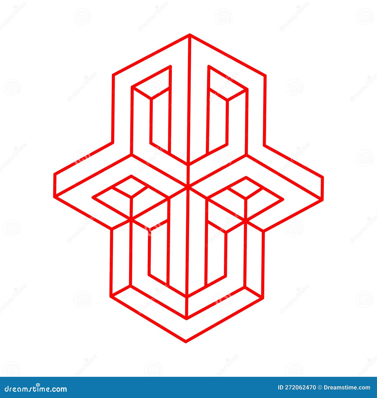 Illusion Shape. Escher Paradox. 3d Geometry. Optical Illusion Figure ...