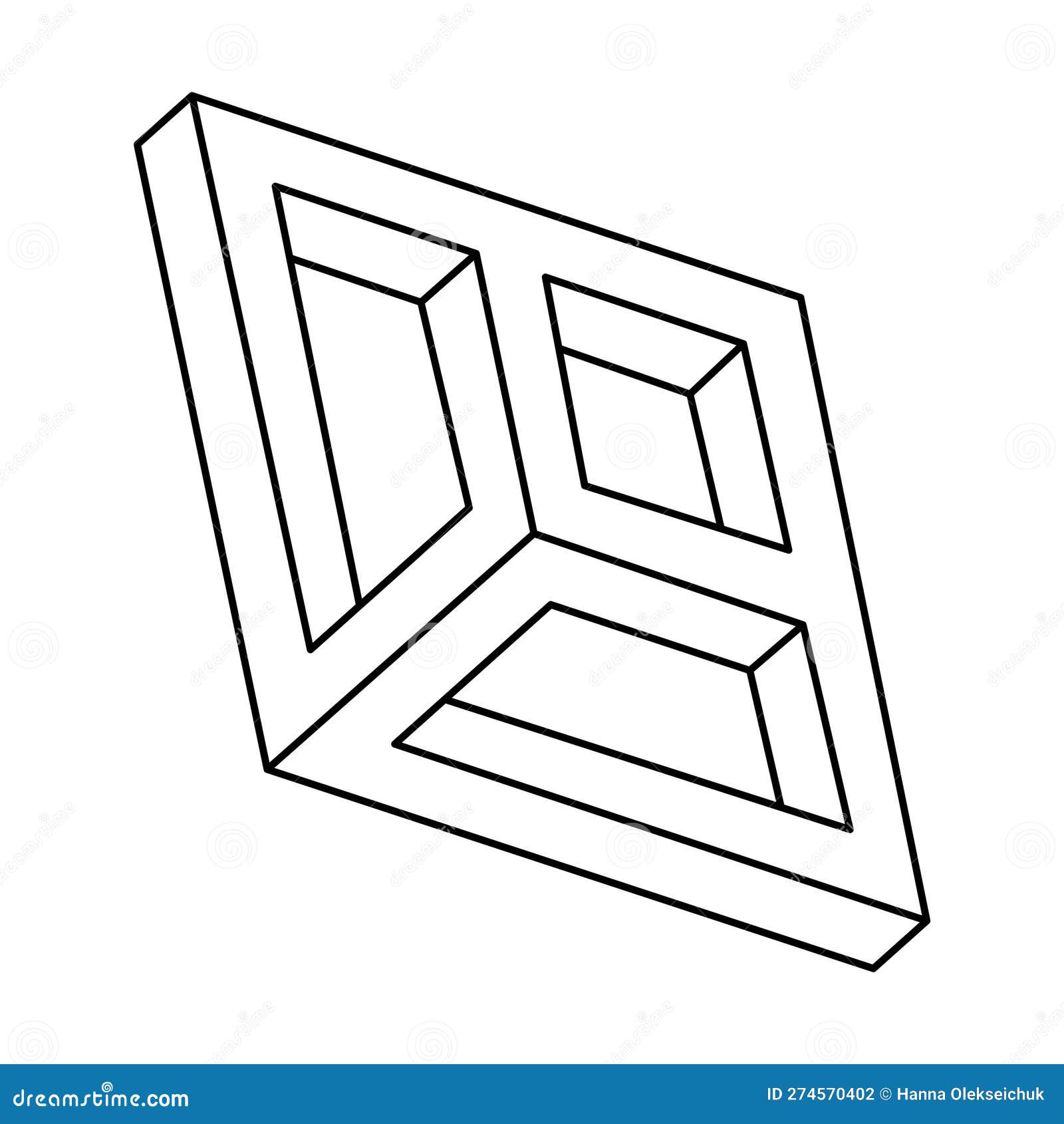 Optical Illusion, Impossible Figure, Isometric Drawing. Isolated on a ...