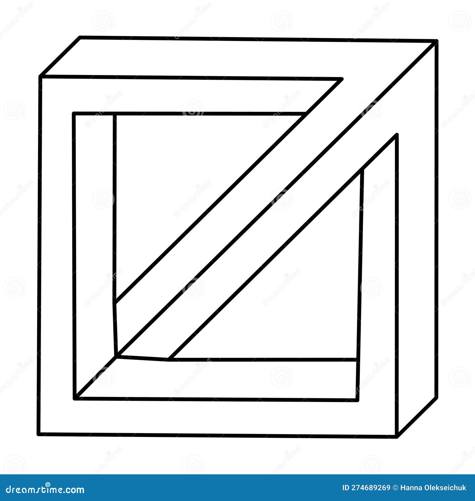 Impossible Cube. Line Design Shape. Impossible Object. Optical Illusion ...