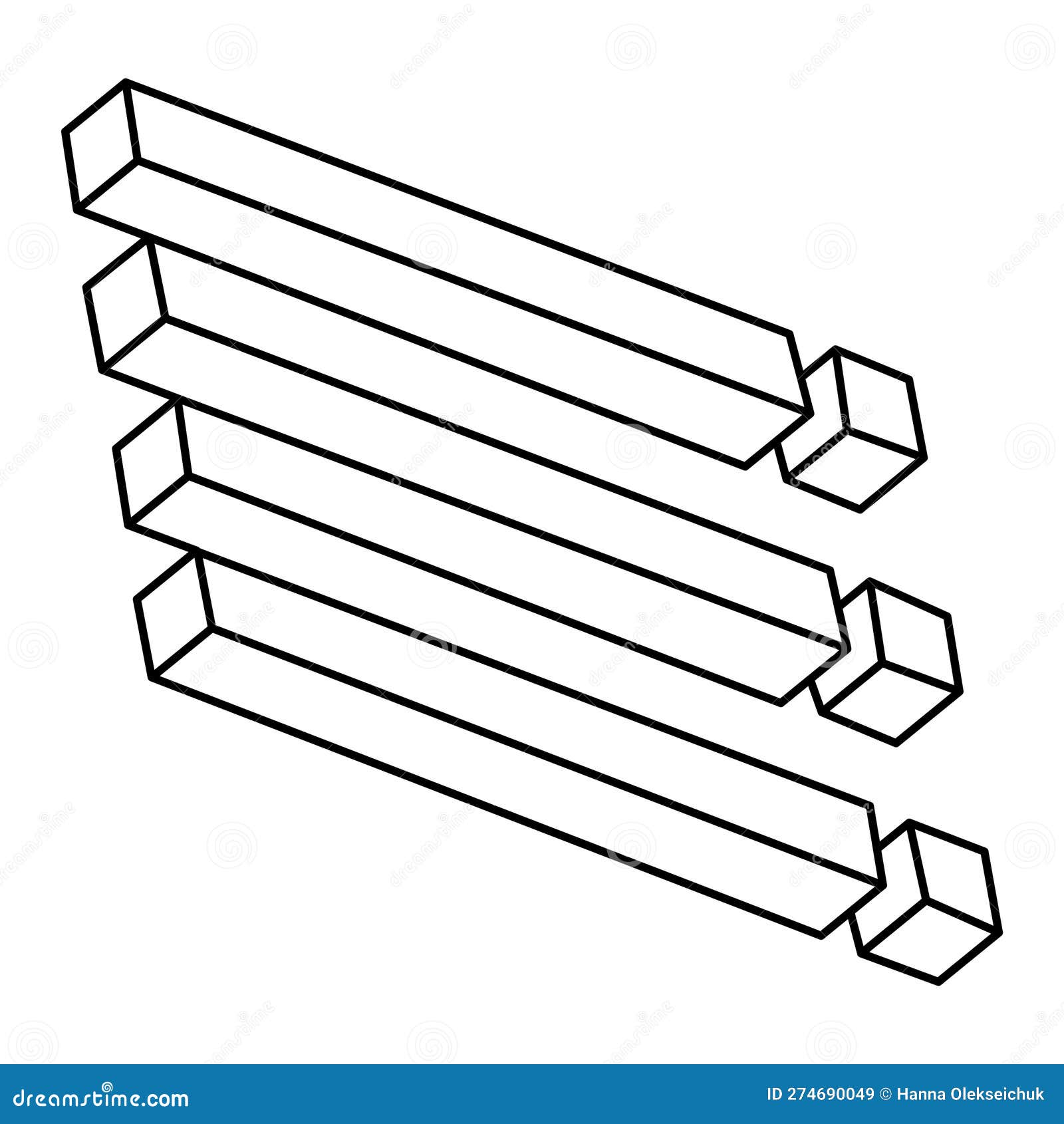 Impossible Objects. Optical Illusion Shape. 3d Illustration. Vector ...