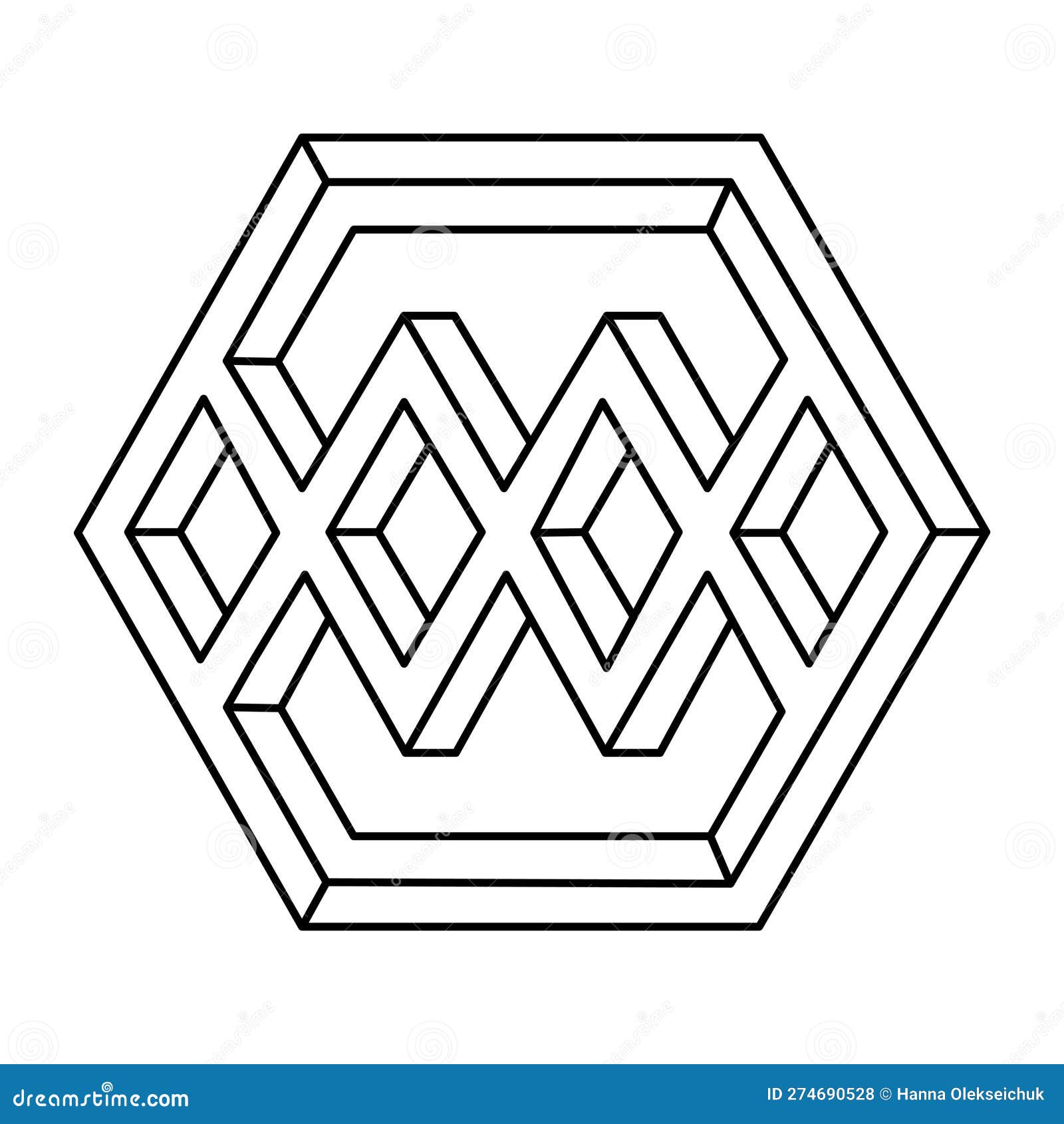 Optical Illusion Shape, Geometric Figure, Impossible Hexagon. Op Art ...