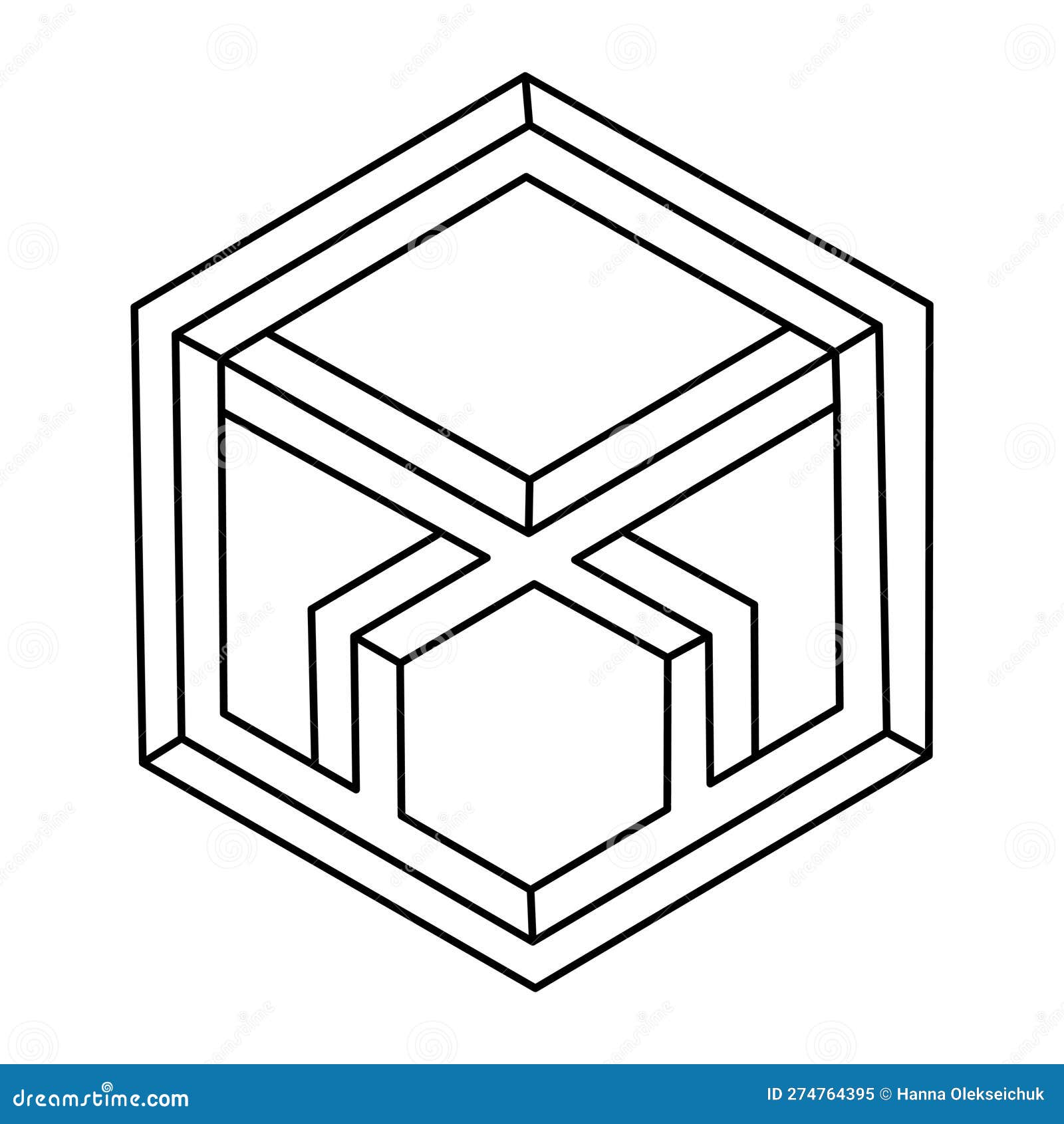 Optical Illusion Shape, Geometric Figure, Impossible Hexagon. Optical Art Object. Sacred ...