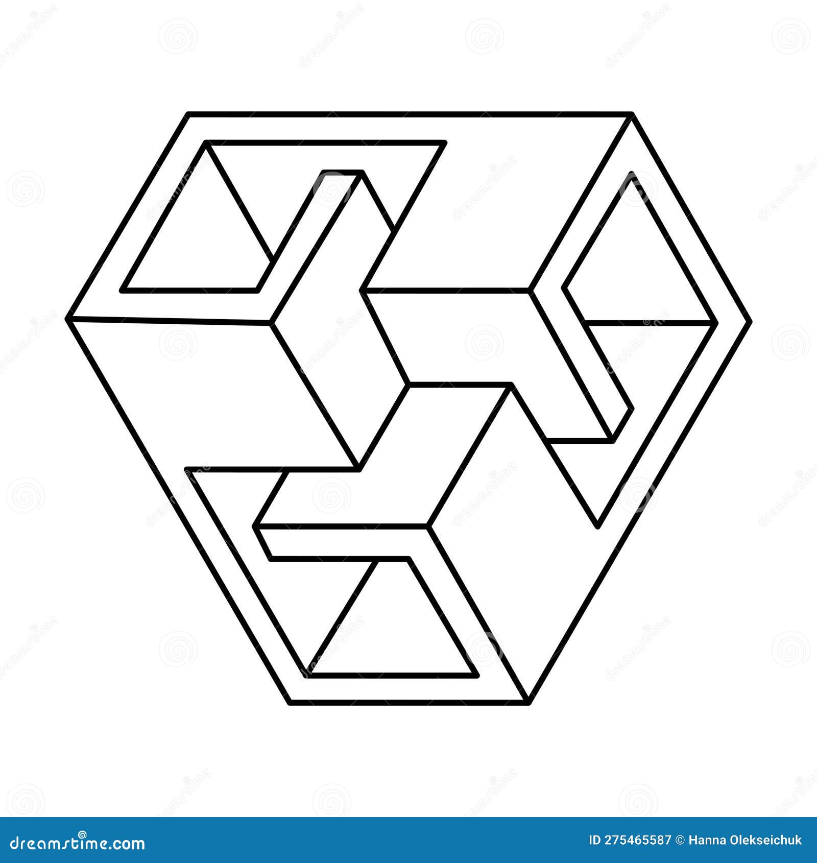 Impossible Shapes. Sacred Geometry Hexagon. Web Design Elements. Optical Illusion Objects. Line ...