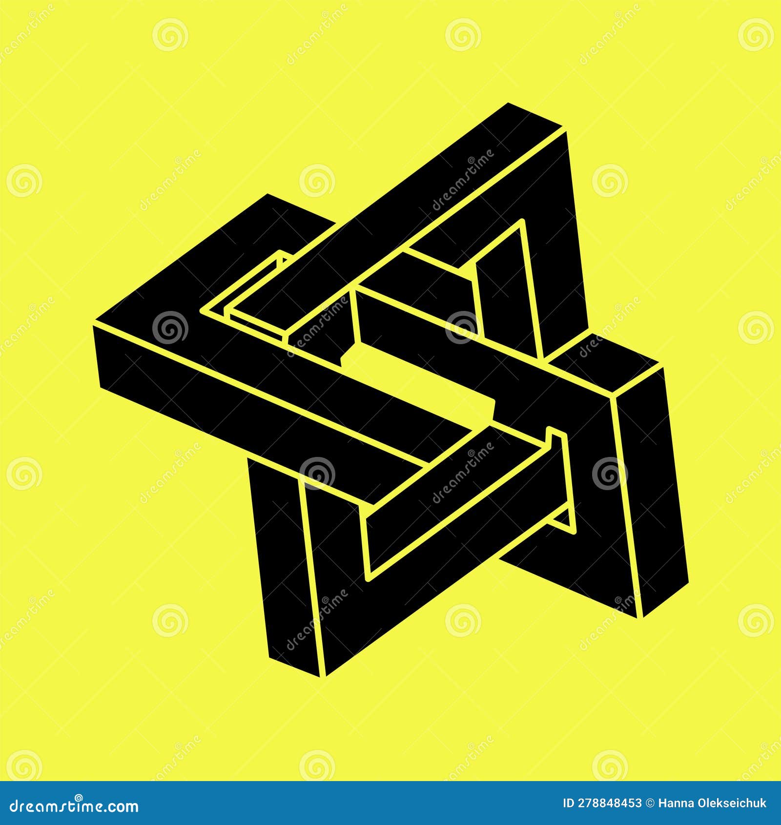 Impossible Object. Optical Illusion Figure. 3d Illustration. Geometric ...