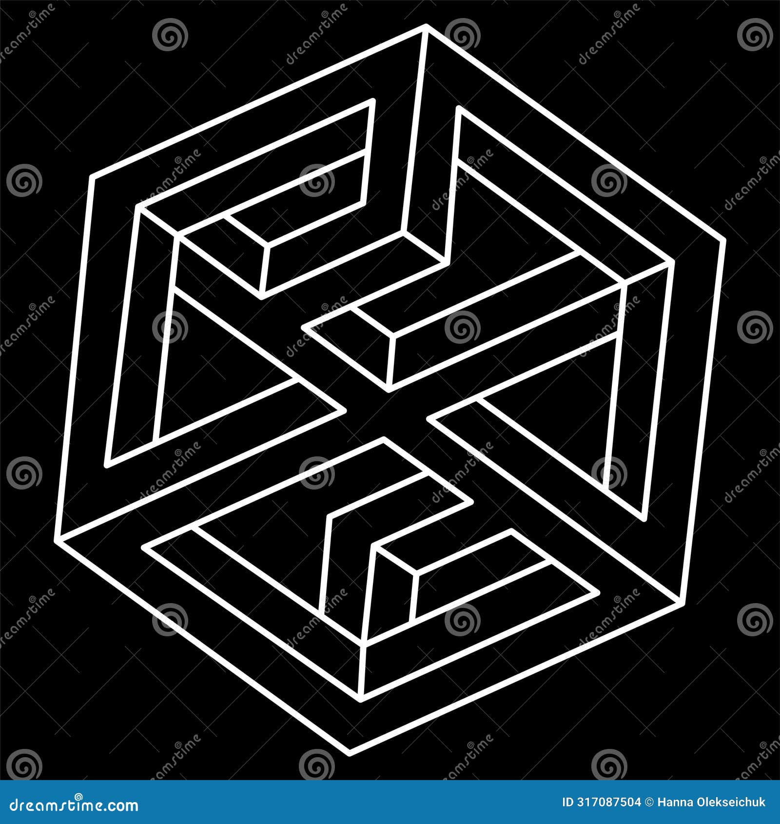 Impossible Cube. Line Design. Impossible Shapes. Optical Illusion Objects. Optical Art. Stock ...