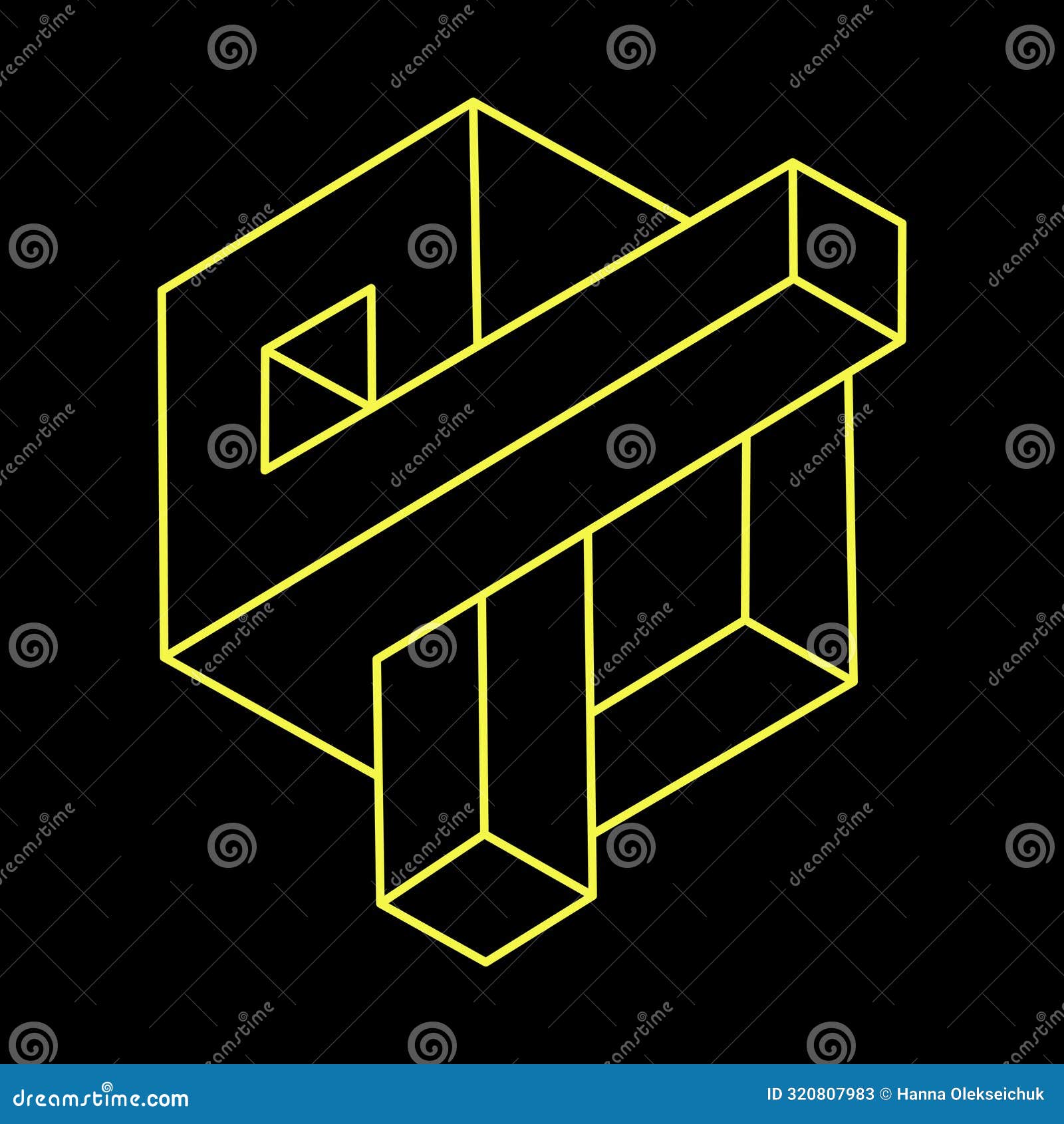 Impossible Shape. Web Design Element. Optical Illusion Object. Line ...
