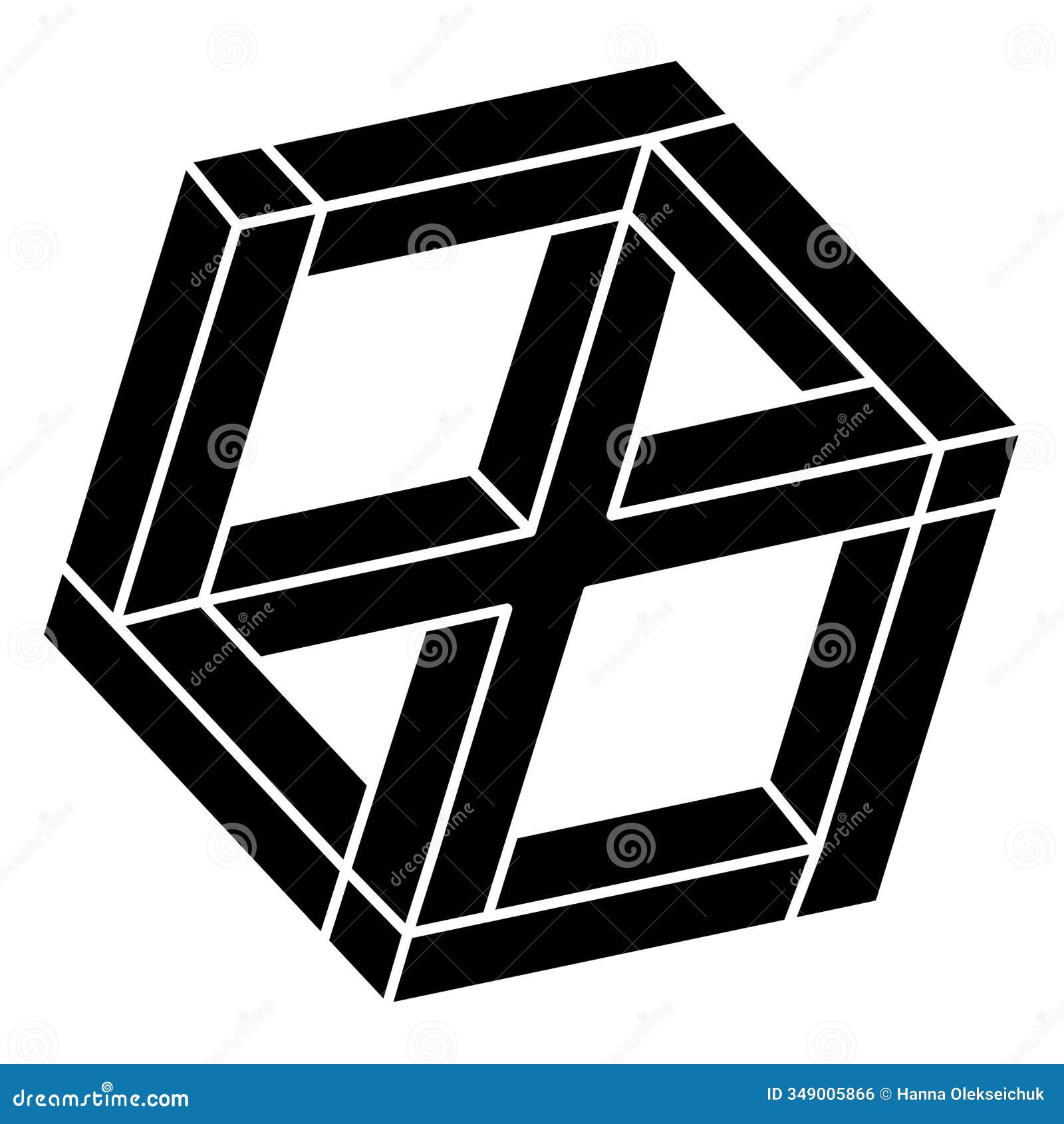 3D Unreal Cube Shape. Illusion Abstract Forms. Nonexistent Figure ...