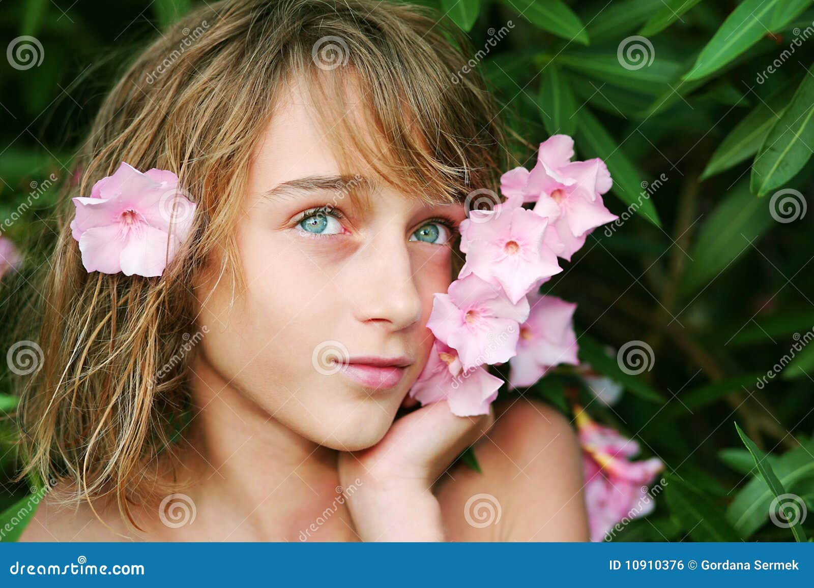 Olenader girl stock photo. Image of flower, youth, face - 10910376