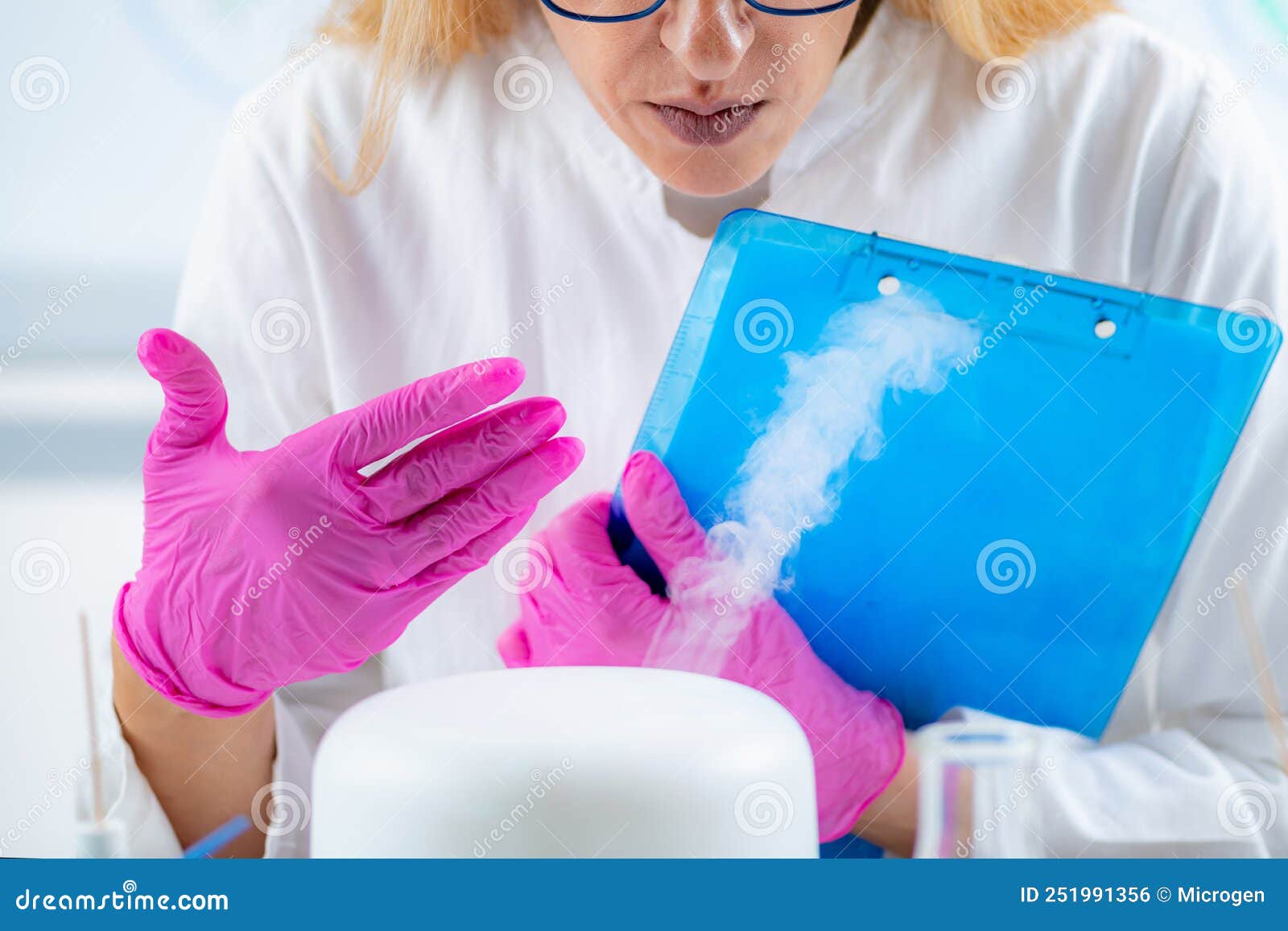 Olfactory Lab Scientist Taking Notes during Aroma Essential Oil Test ...