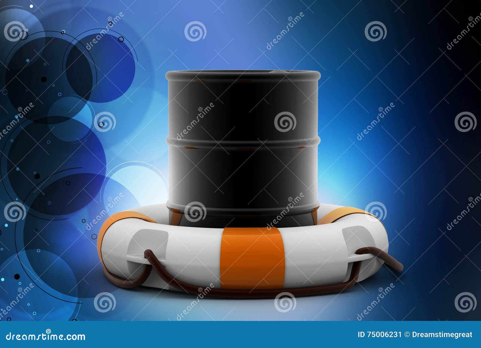 Olievat met reddingsboei stock illustratie. Illustration of inkomen ...