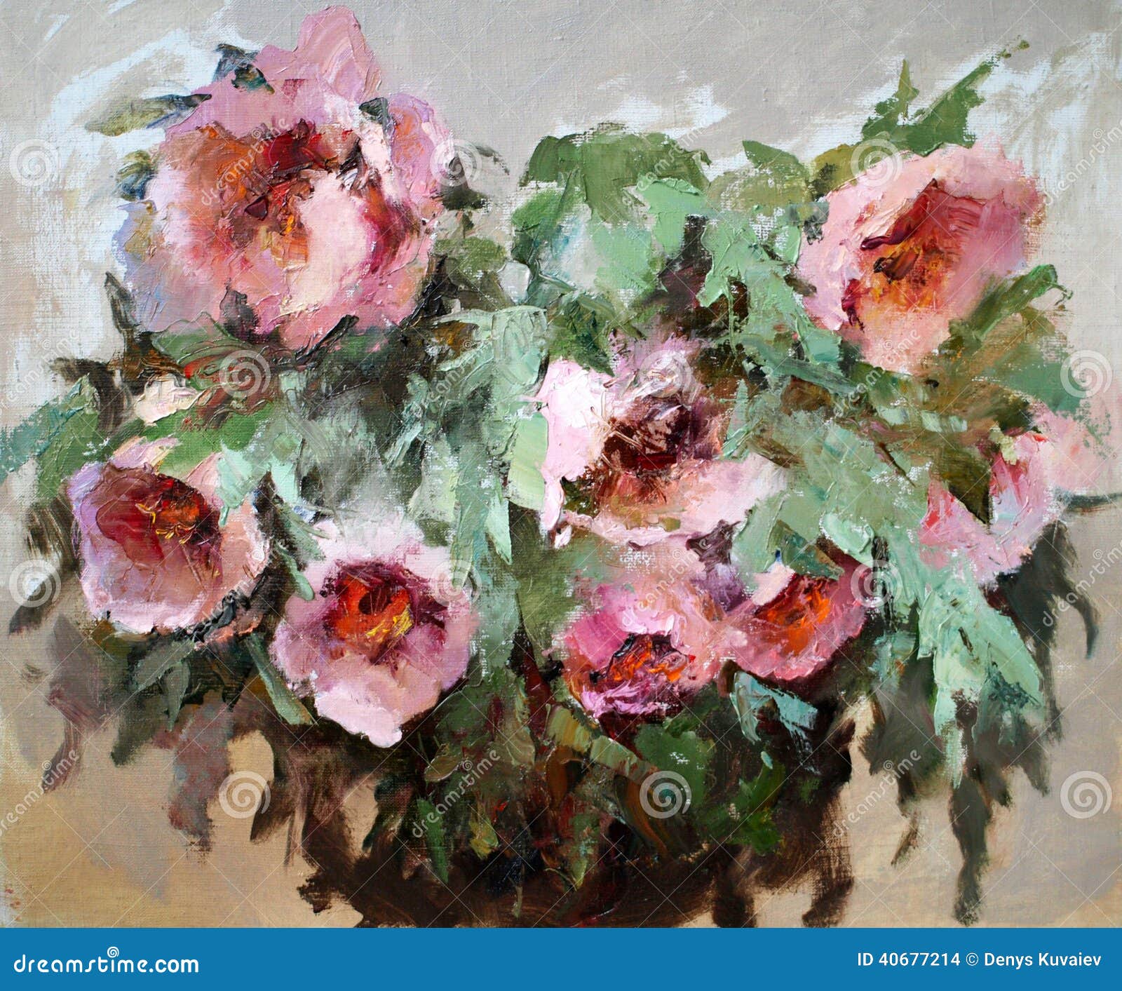 Olieverfschilderij Van Bloemen Stock Illustratie - Illustration of ...