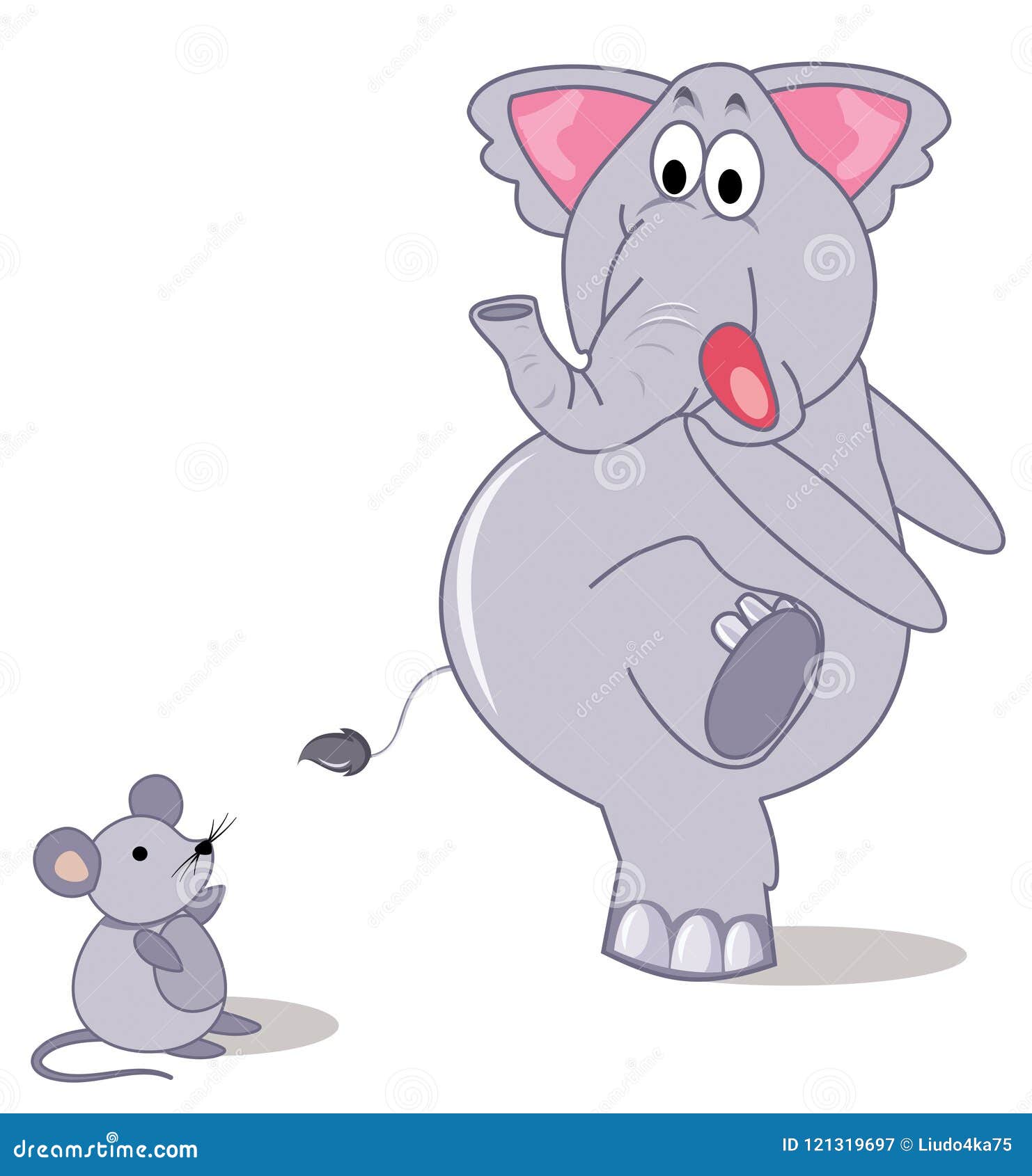 Olifant En Muis Op Een Witte Achtergrond Stock Illustratie ...