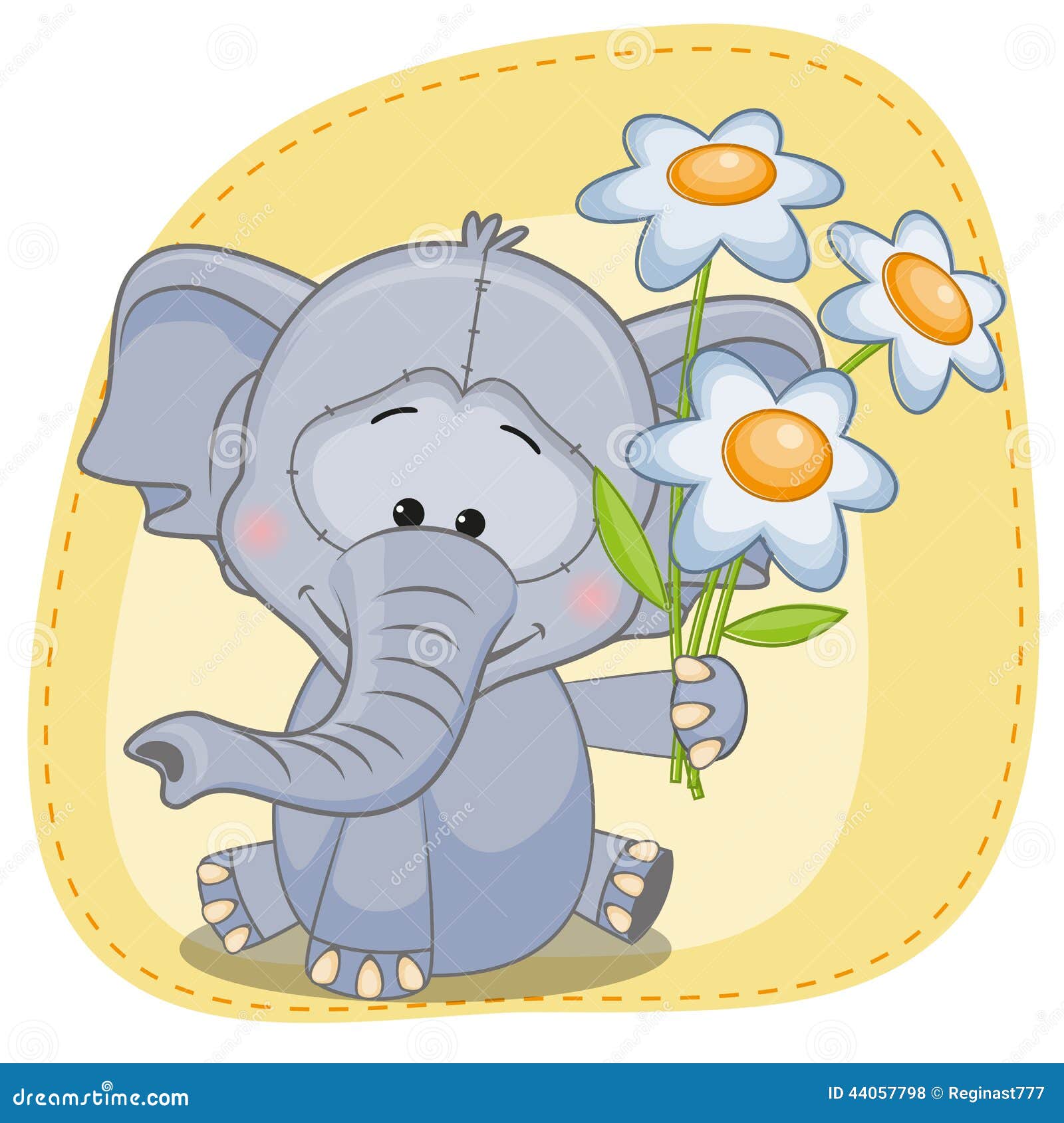Olifant met bloemen vector illustratie. Illustration of zoogdieren ...