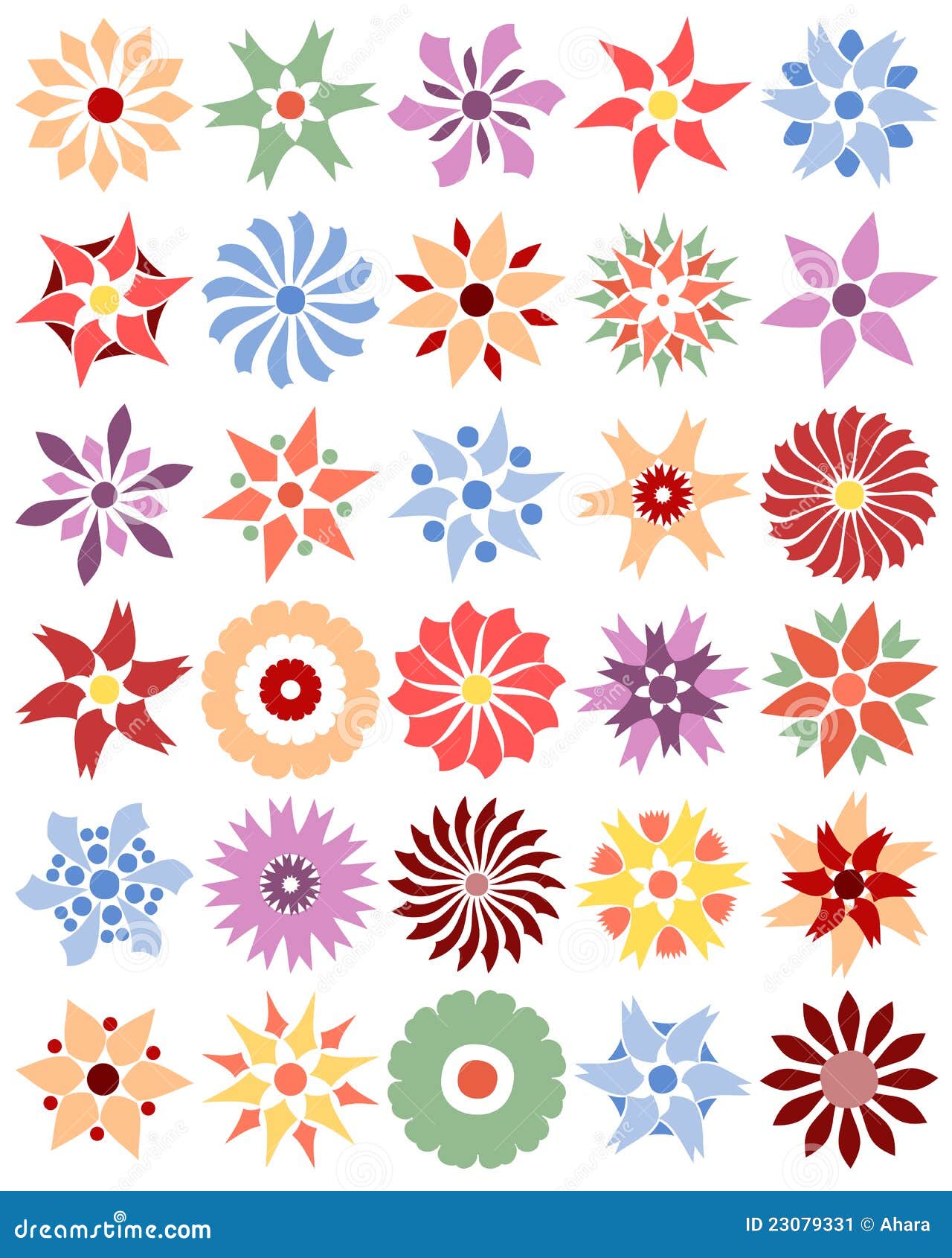 Olika Blommor Ställde in Vektorn Vektor Illustrationer - Illustration ...