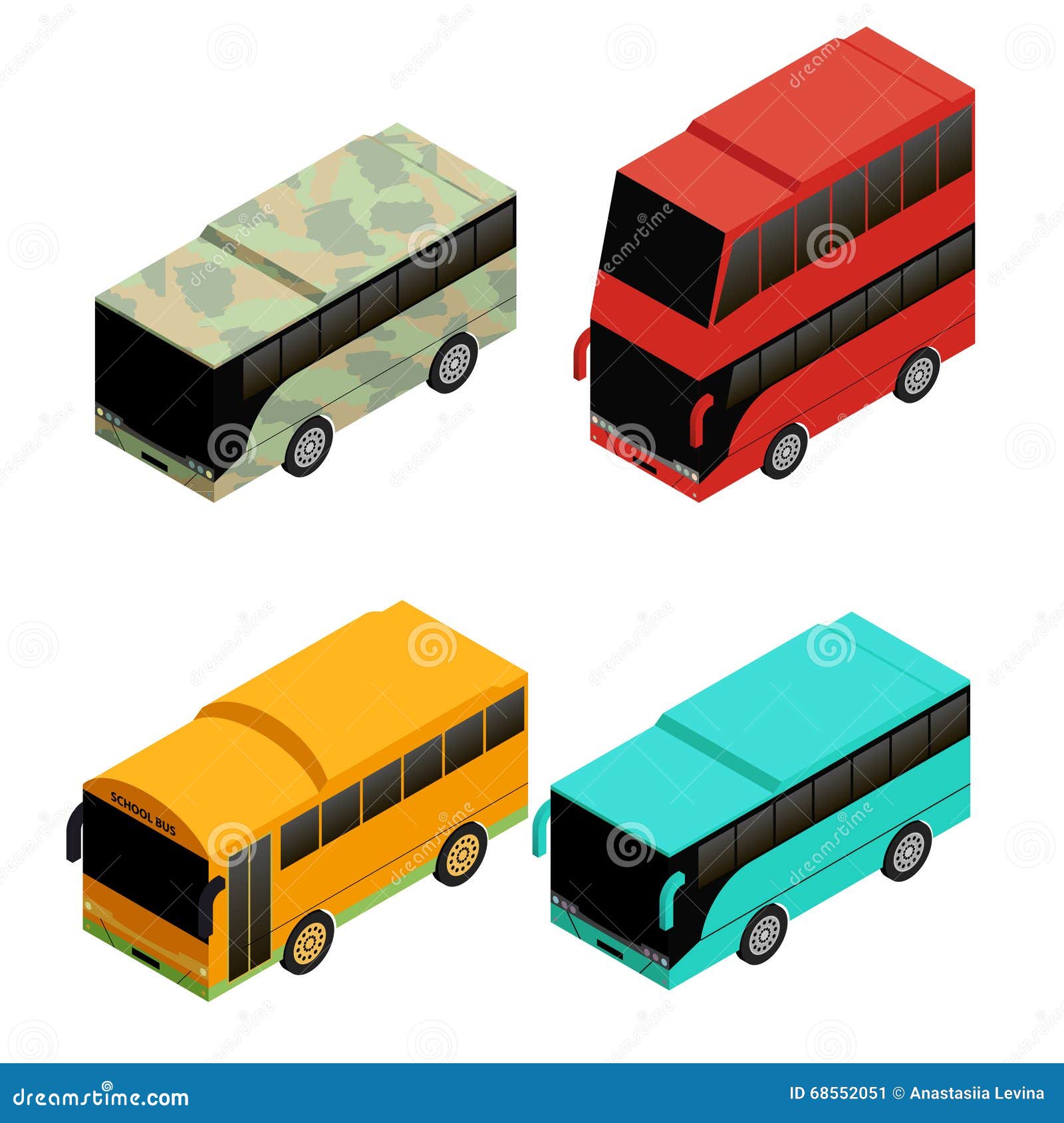 Olika typer av bussen stock illustrationer. Illustration av isolerat ...