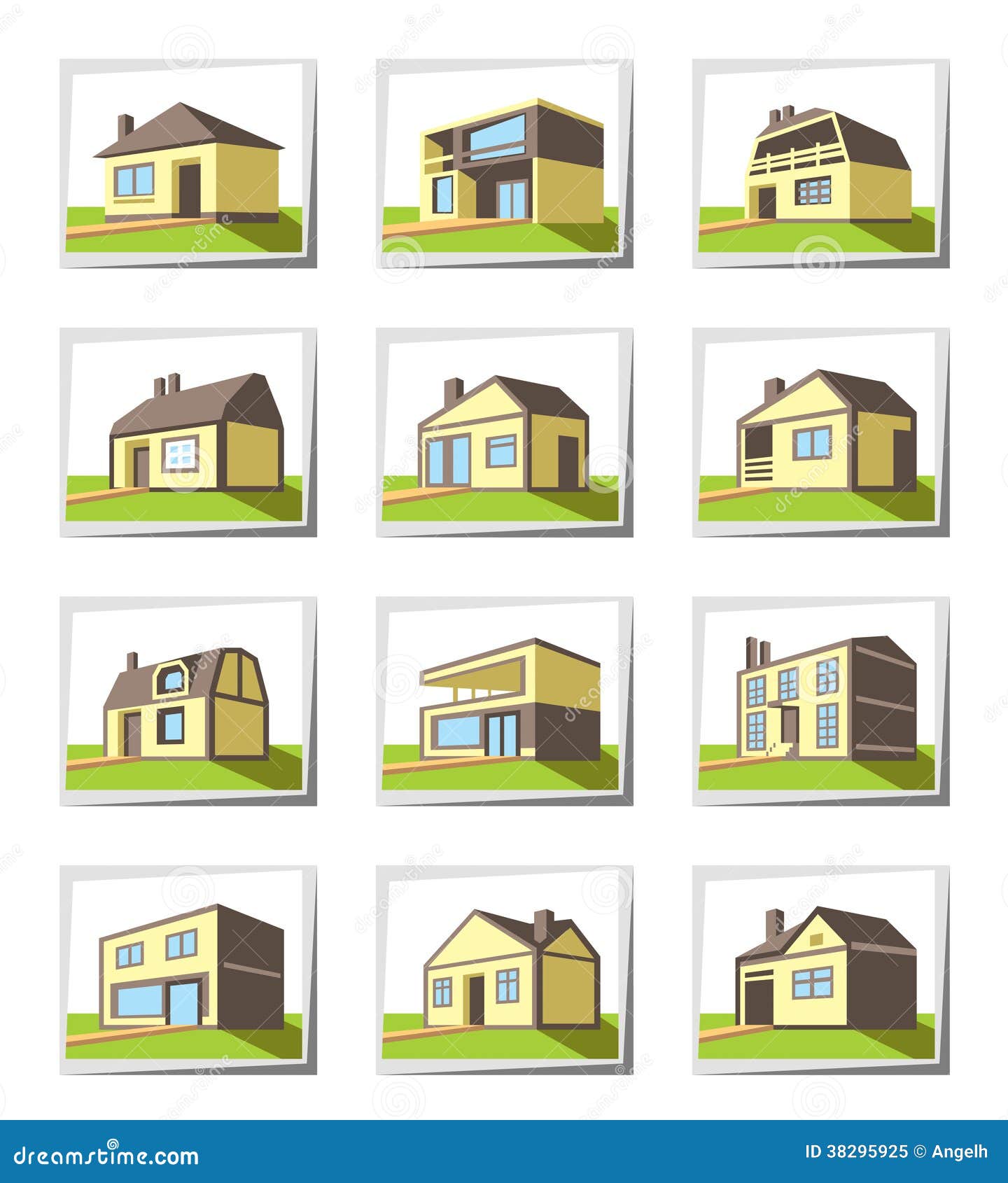 Olika typer av hus vektor illustrationer. Illustration av villa - 38295925