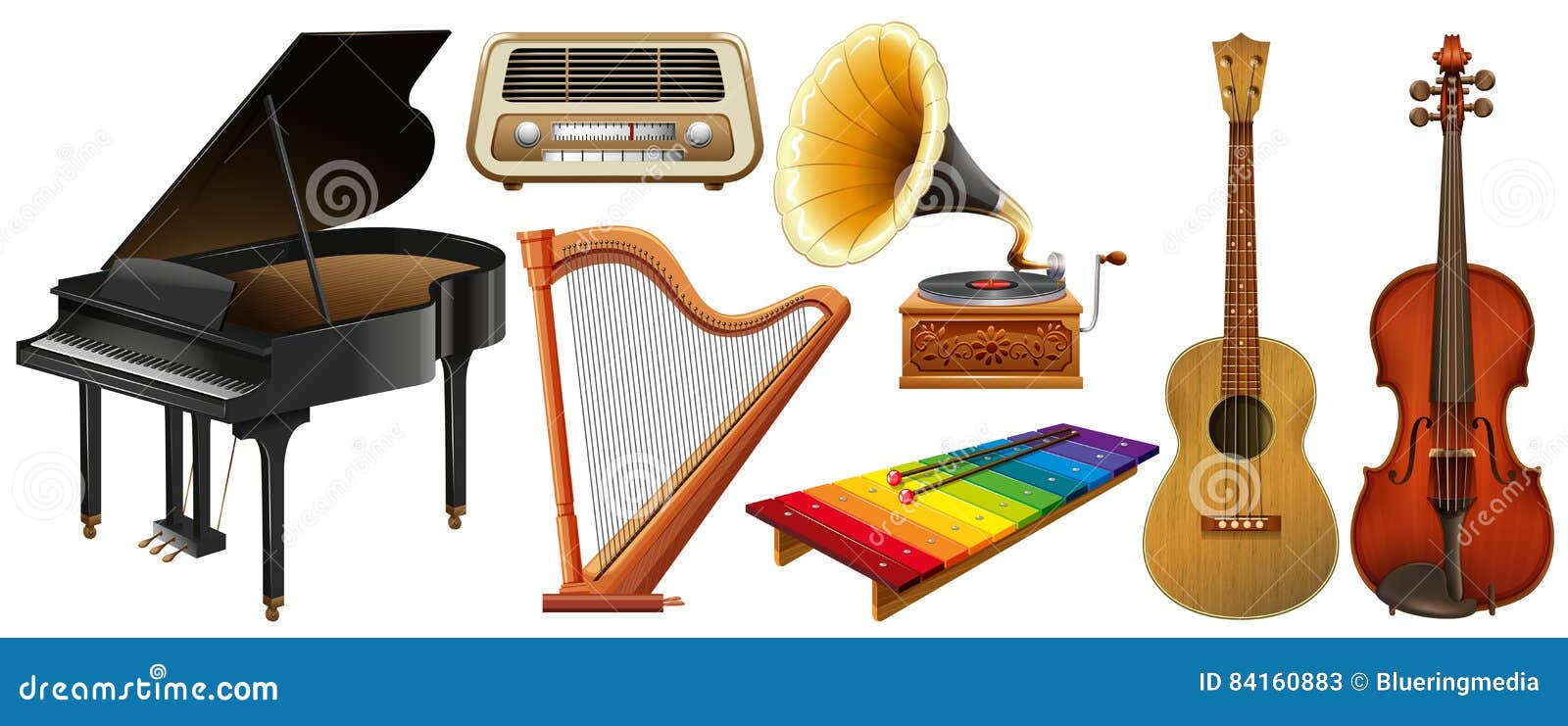 Olika Typer Av Klassisk Musikinstrument Vektor Illustrationer ...