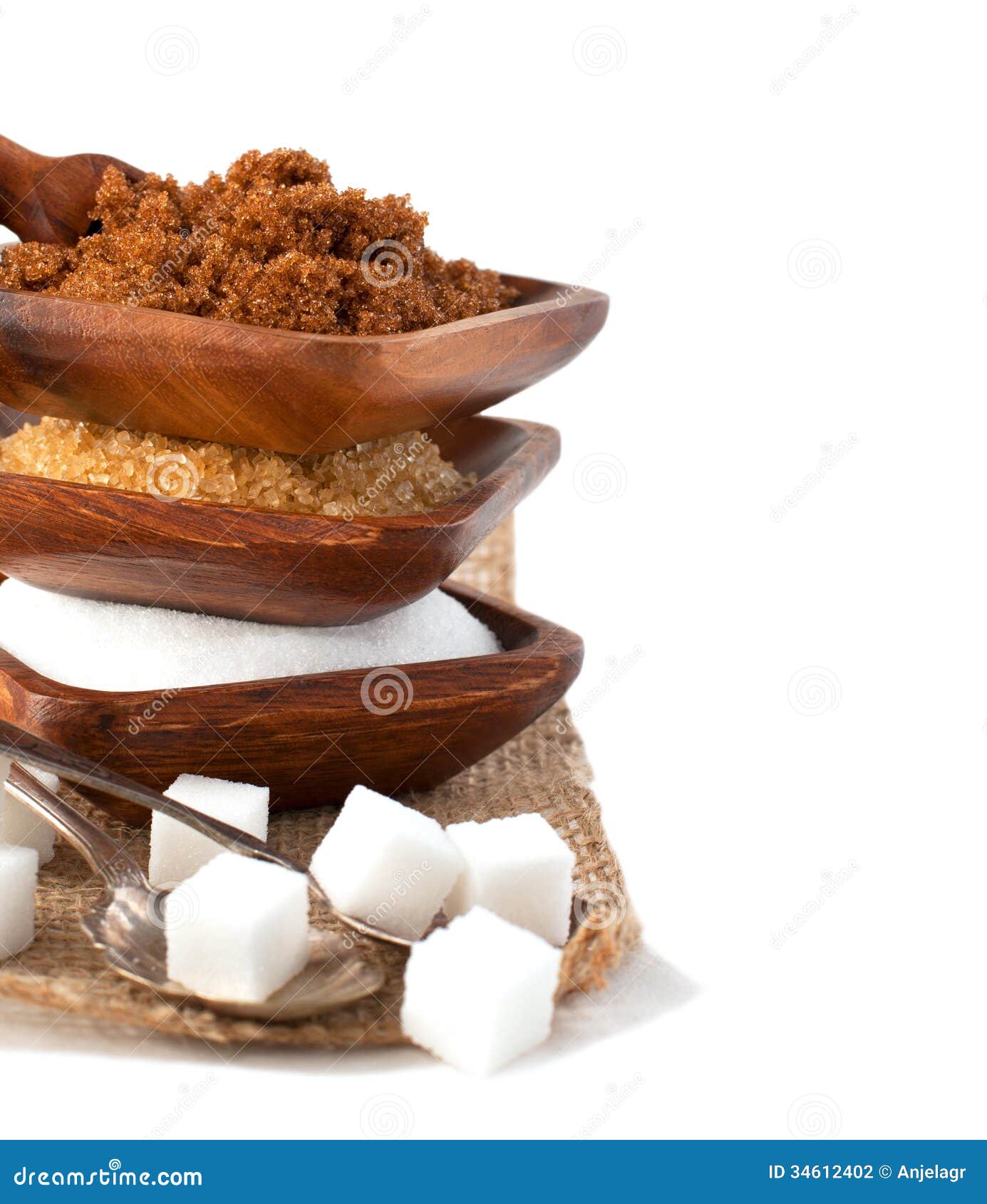 Olika Typer Av Socker - Demerara, Brunt Och Vit Arkivfoto - Bild av ...