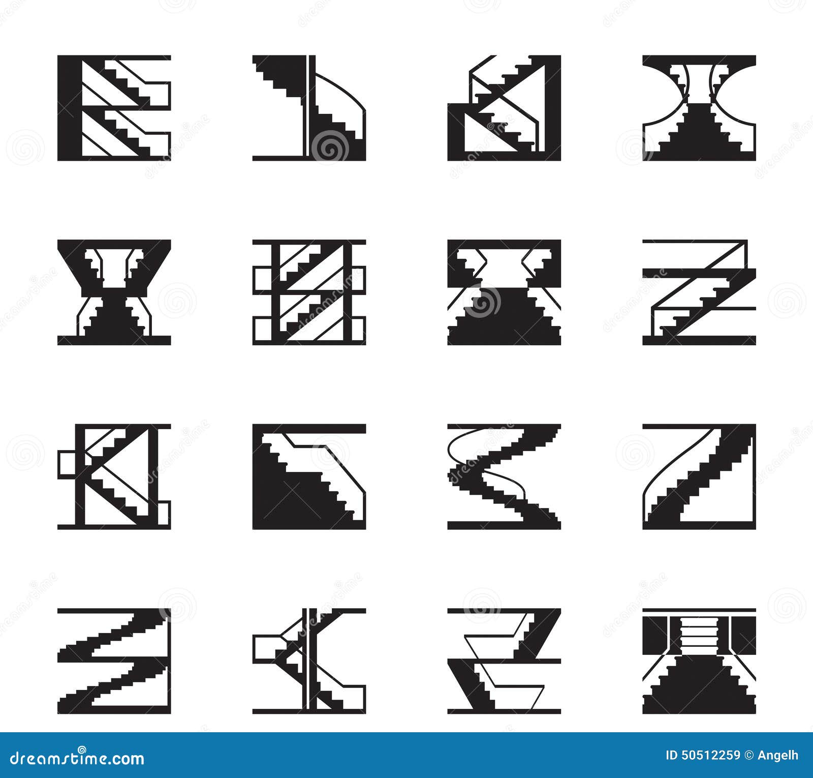 Olika typer av trappa vektor illustrationer. Illustration av trä - 50512259