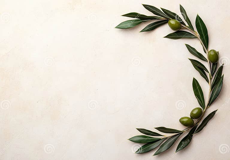 Olive Branch Frame on Plain Background Stock Illustration ...