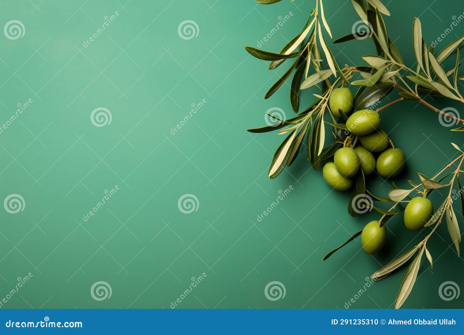 Olive Branch on a Green Background. Generative by Ai Stock Photo ...