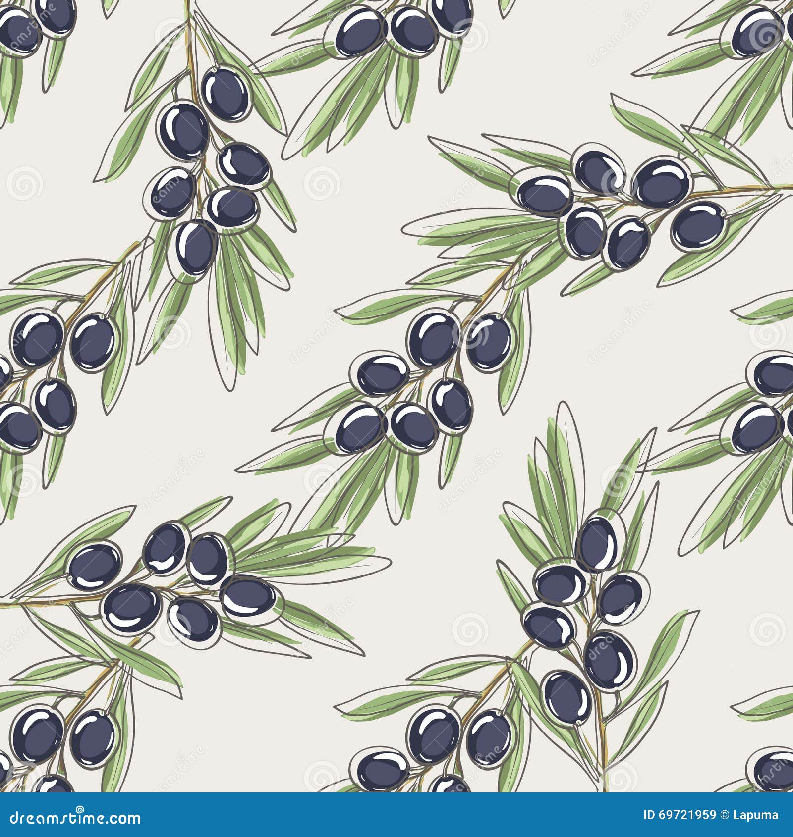 Olive Branch with Olives Seamless Background Stock Vector ...