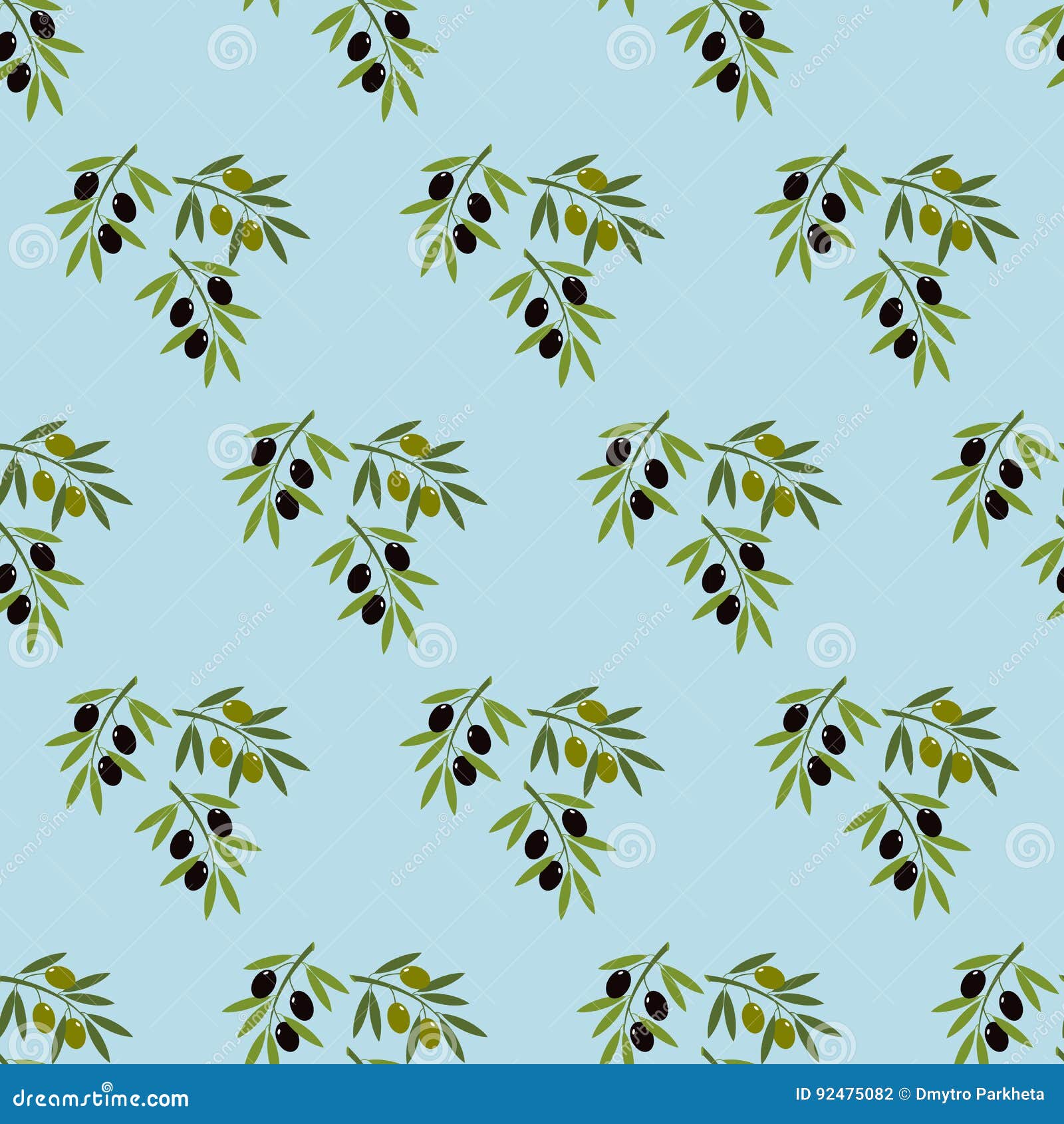 Olive Branch Seamless Pattern Stock Vector - Illustration of isolated ...