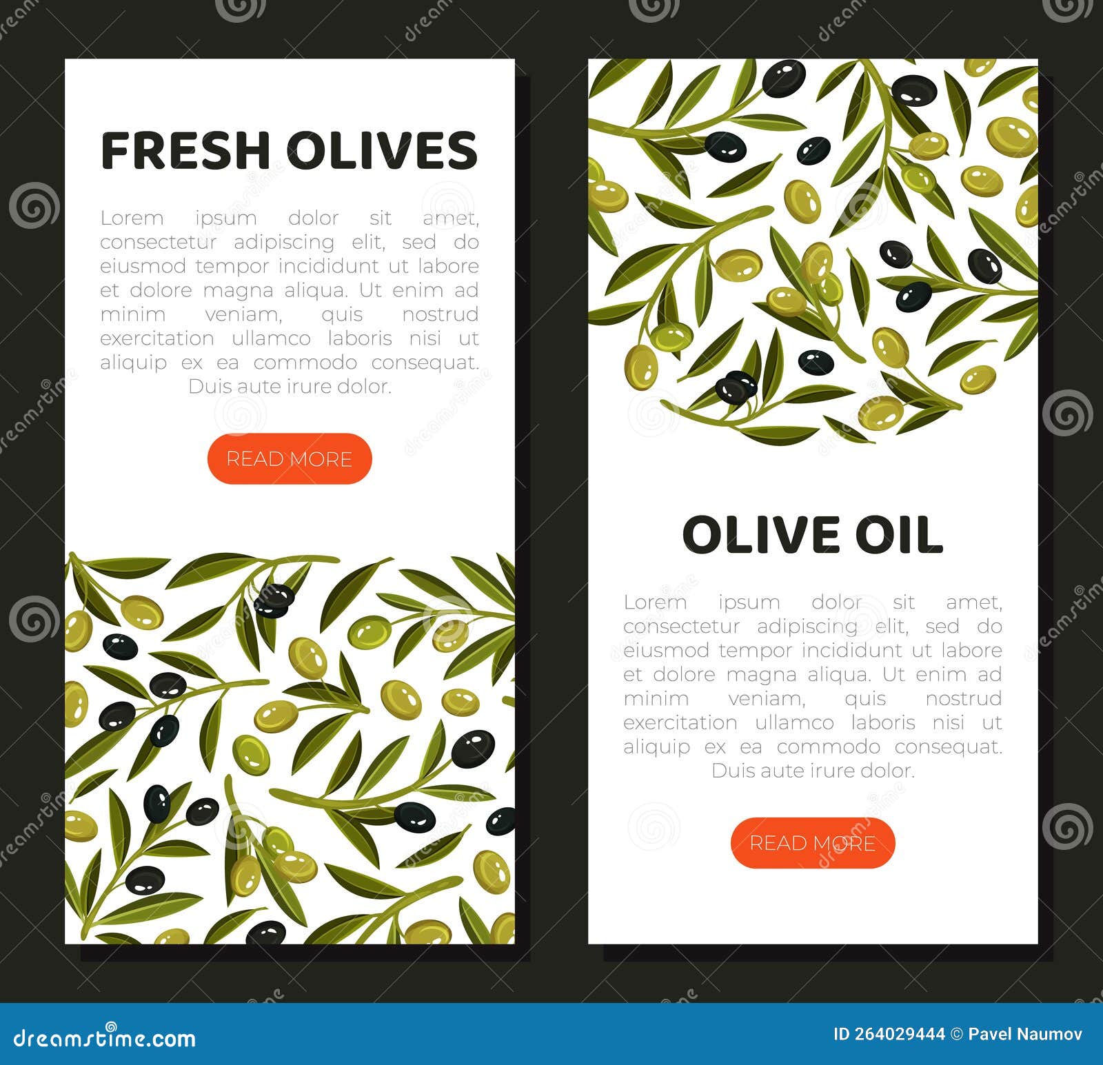 Olive Branches Banner Design with Green and Black Fruit Vector Template ...