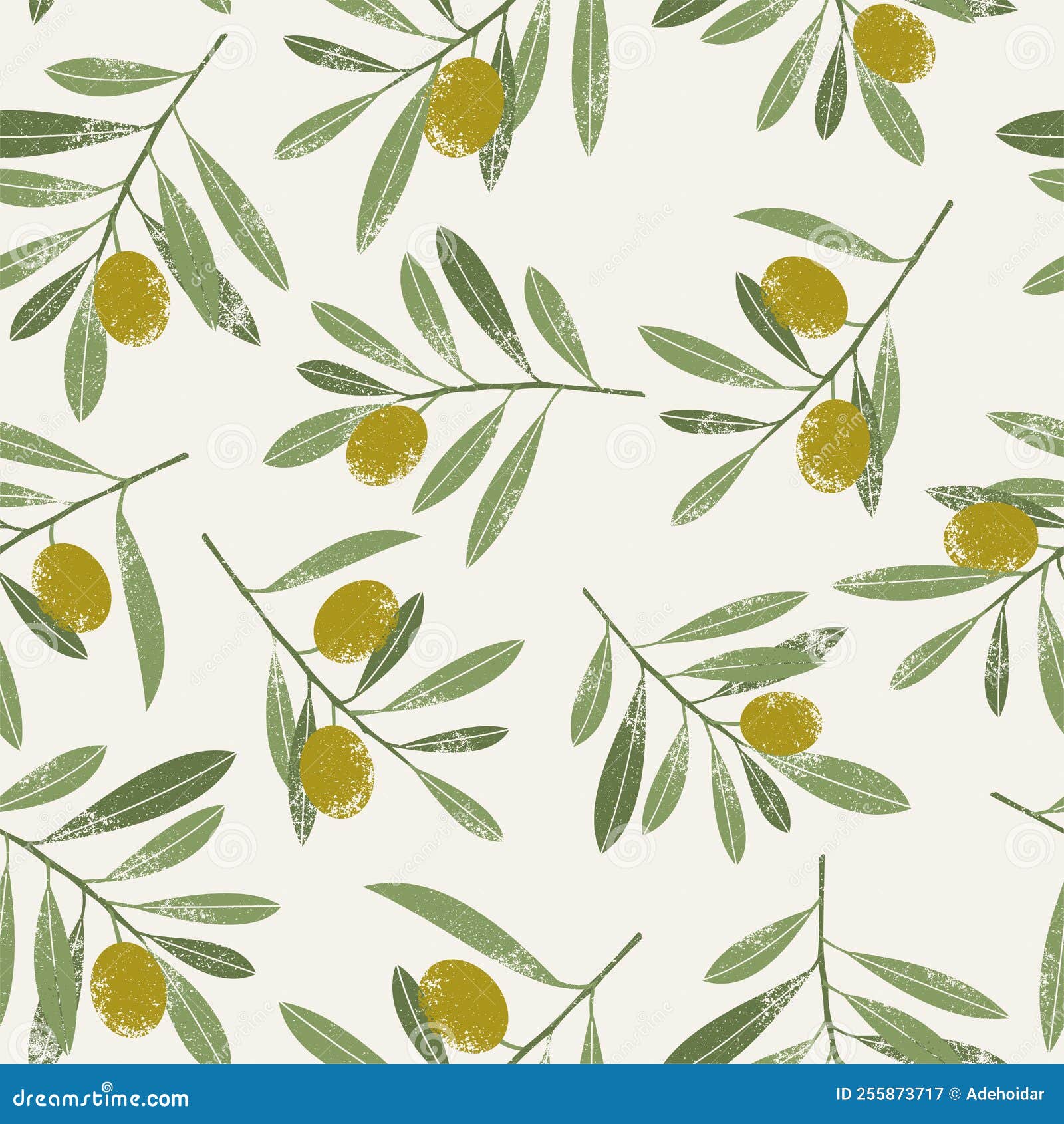 Olive Branches and Leaves Seamless Pattern. Olive Tree Vintage ...