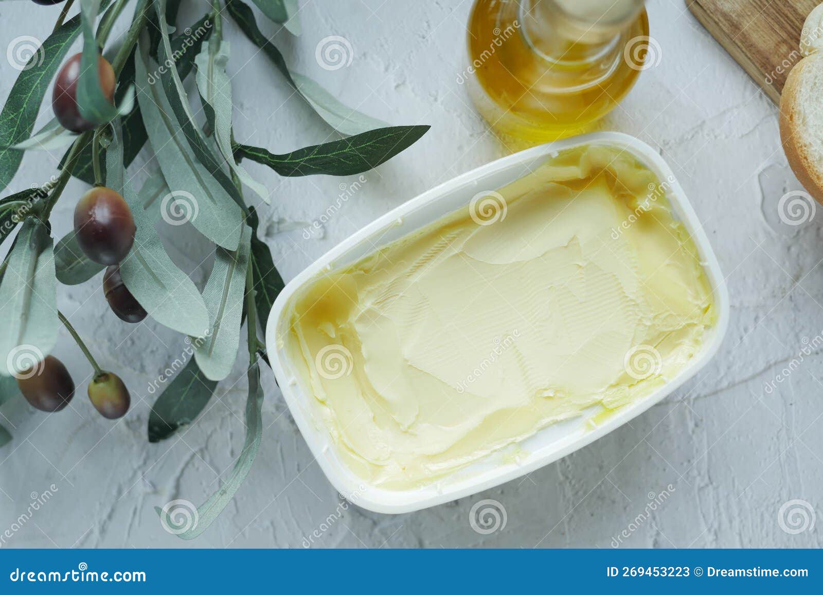 Olive Butter Spread in Container on Table Stock Image - Image of ...