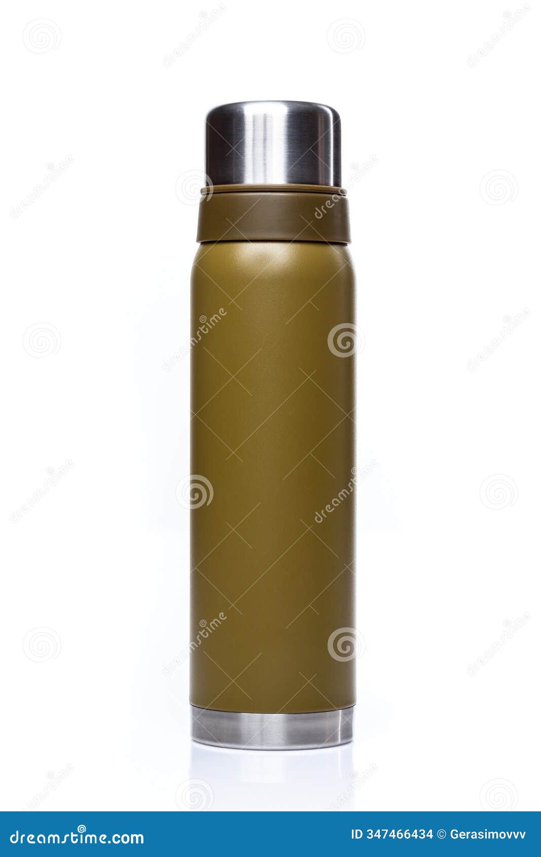 Olive Color Thermos on a White Background Stock Photo - Image of drink ...