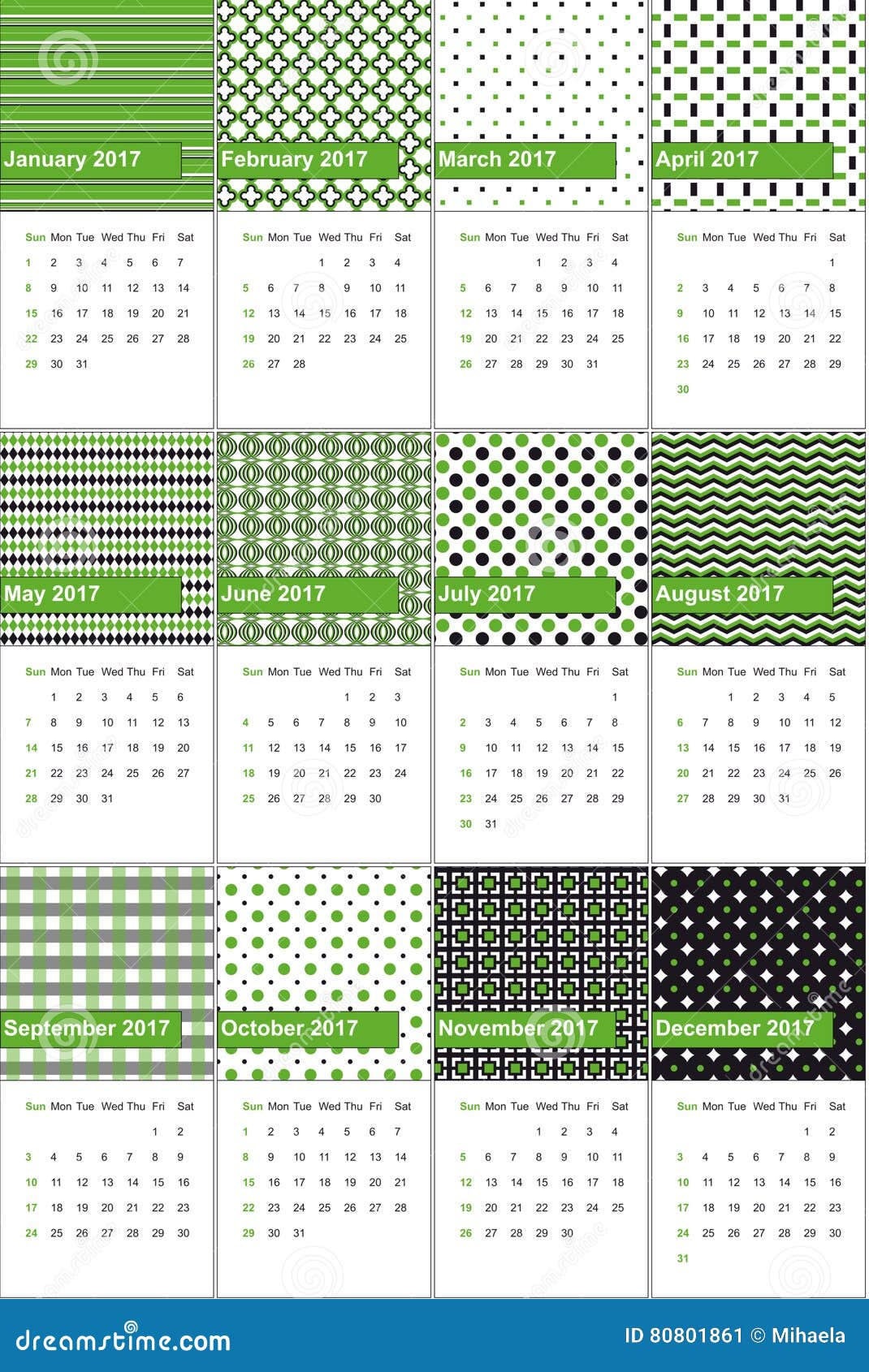 Olive Drab and Bastille Colored Geometric Patterns Calendar 2016 Stock ...