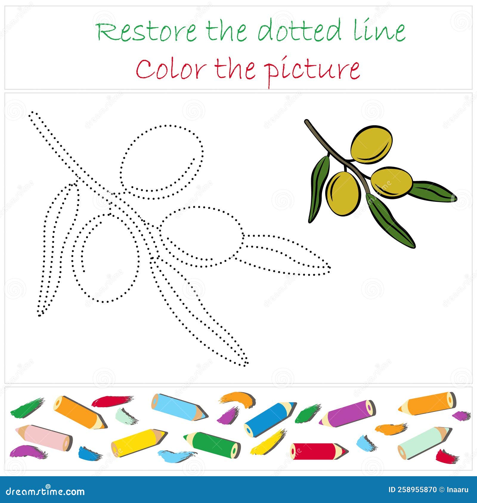 Olive. Educational Developing Game for Preschoolers "Trace and Color ...